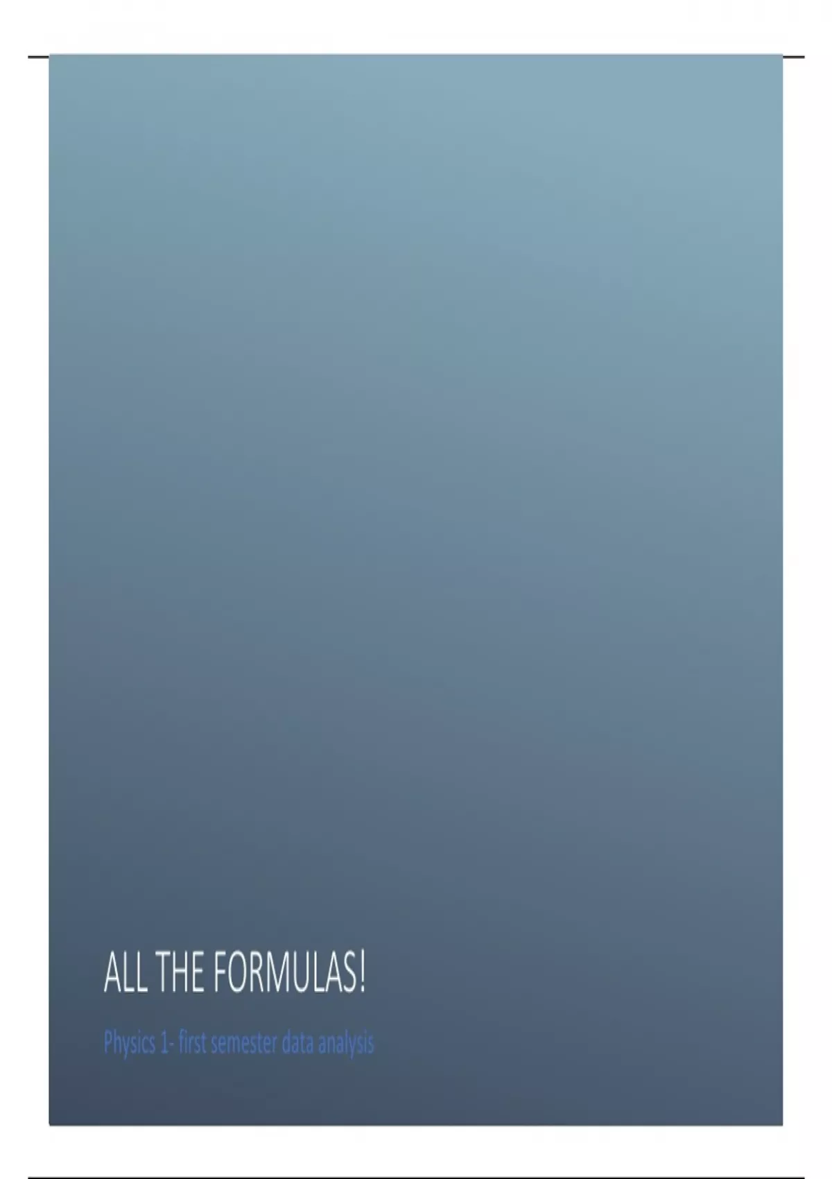 Summary Table of formulas - L-31 (PHYSICS_1) - Stuvia US