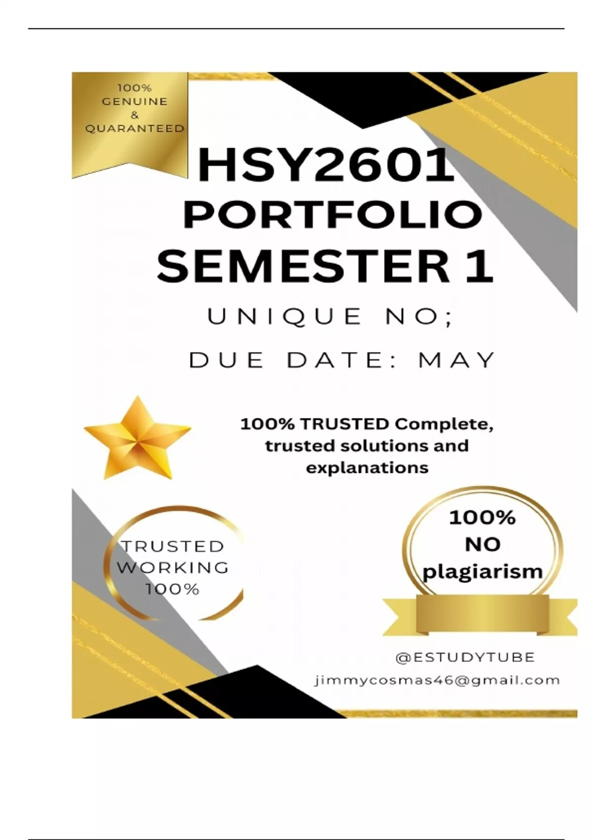 HSY2601 FINAL PORTFOLIO (COMPLETE ANSWERS) Semester 1 2025 - DUE May ...