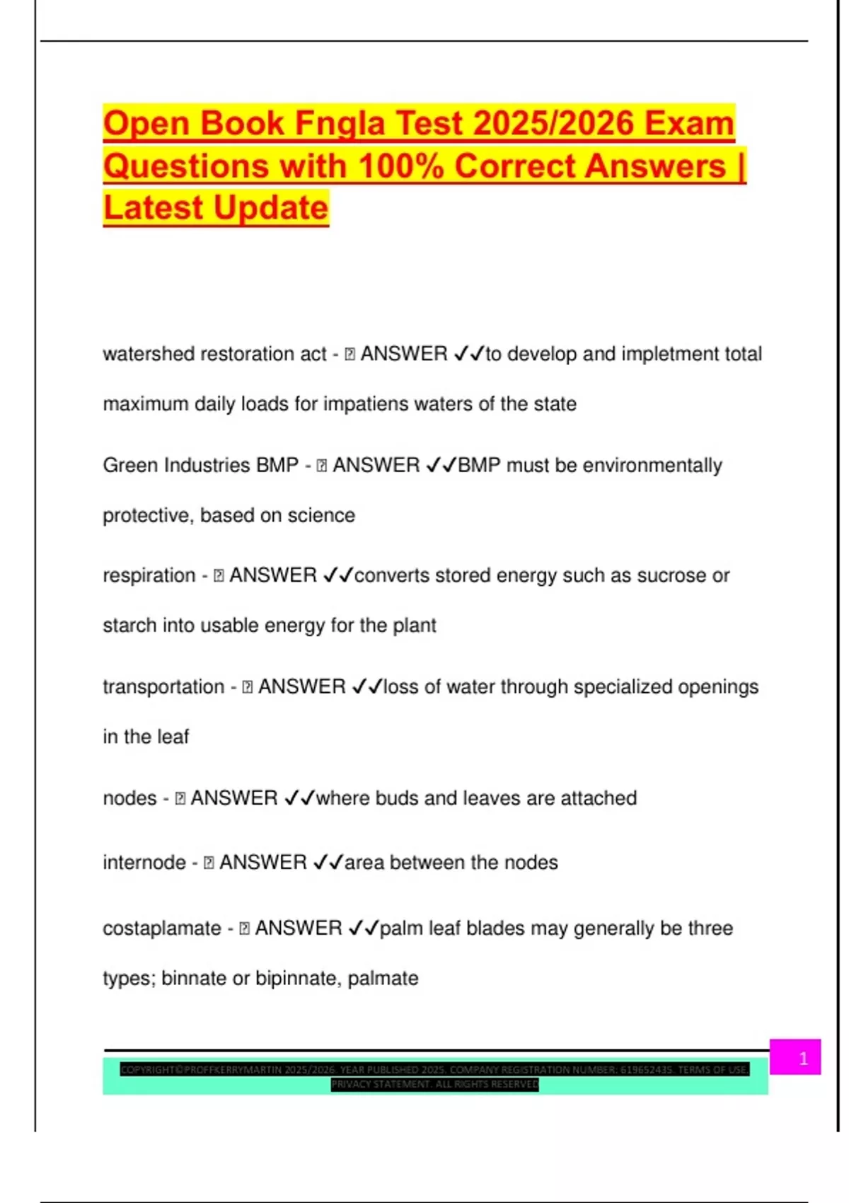 Open Book Fngla Test 2025/2026 Exam Questions with 100% Correct Answers ...