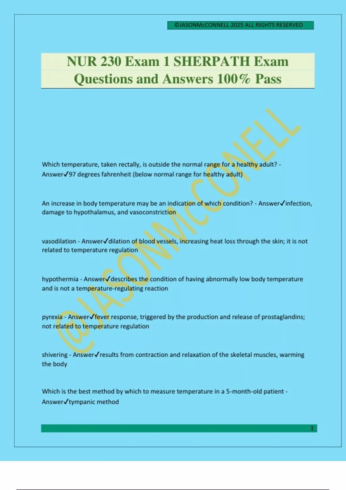 NUR 230 Exam 1 SHERPATH Exam Questions and Answers 100% Pass - NUR 230 ...