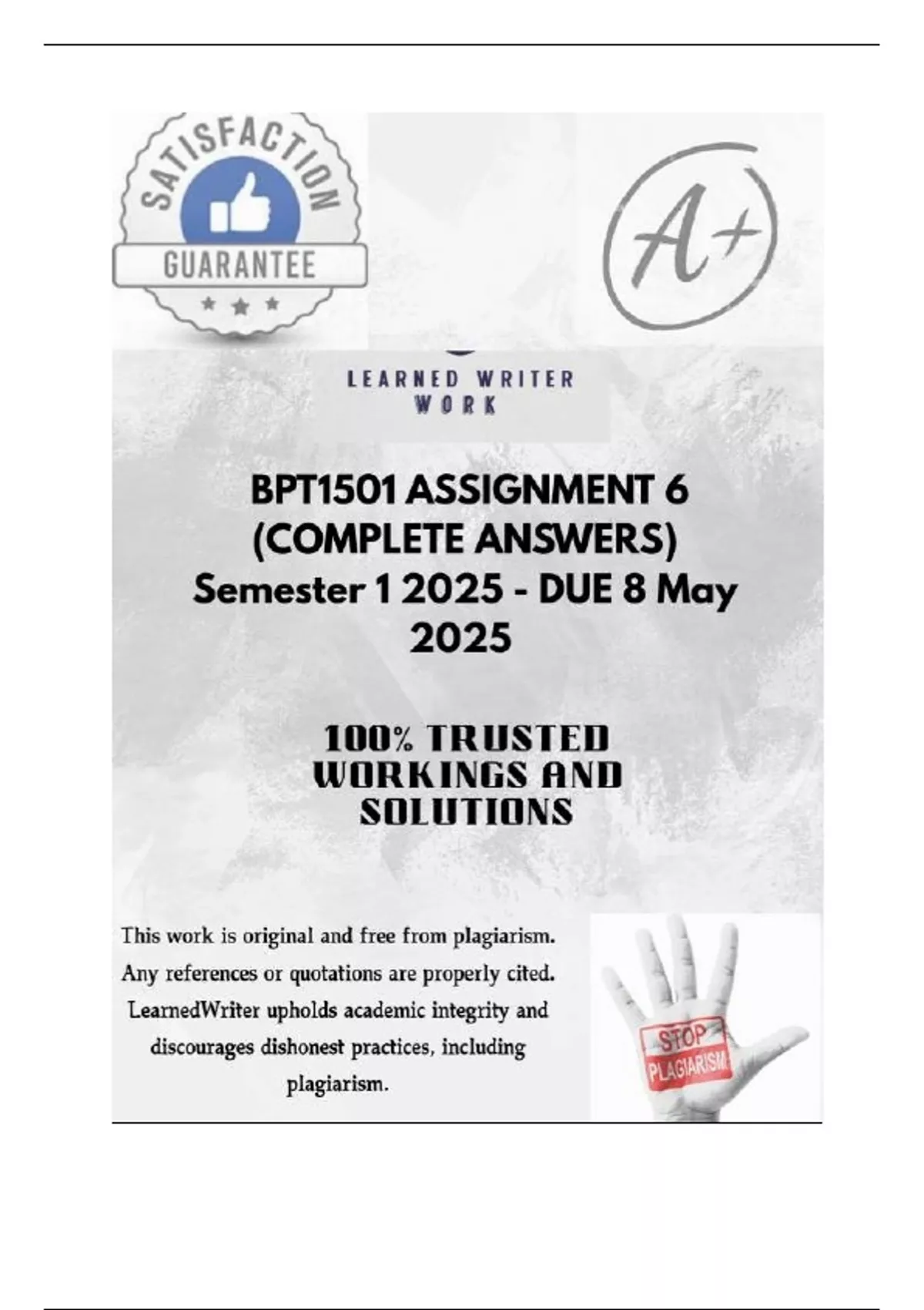 BPT1501 ASSIGNMENT 6 (COMPLETE ANSWERS) Semester 1 2025 - DUE 8 May ...