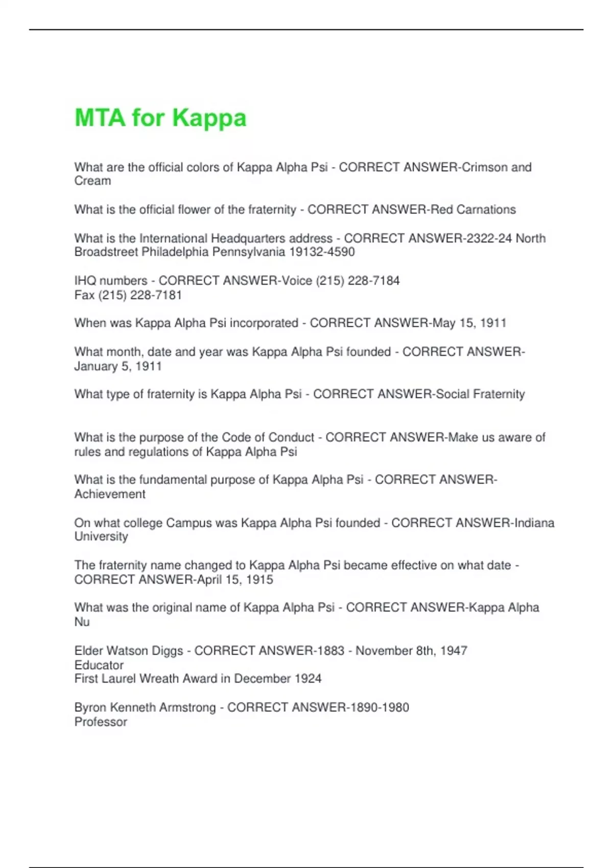 MTA for Kappa Questions with Correct Answers 2025 with complete solutions - MTA for Kappa ...