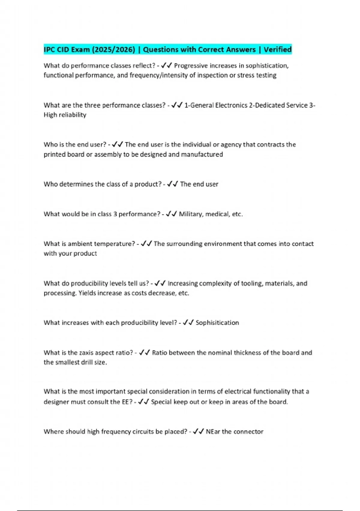 IPC CID Exam (2025/2026) | Questions with Correct Answers | Verified - IPC CID - Stuvia US