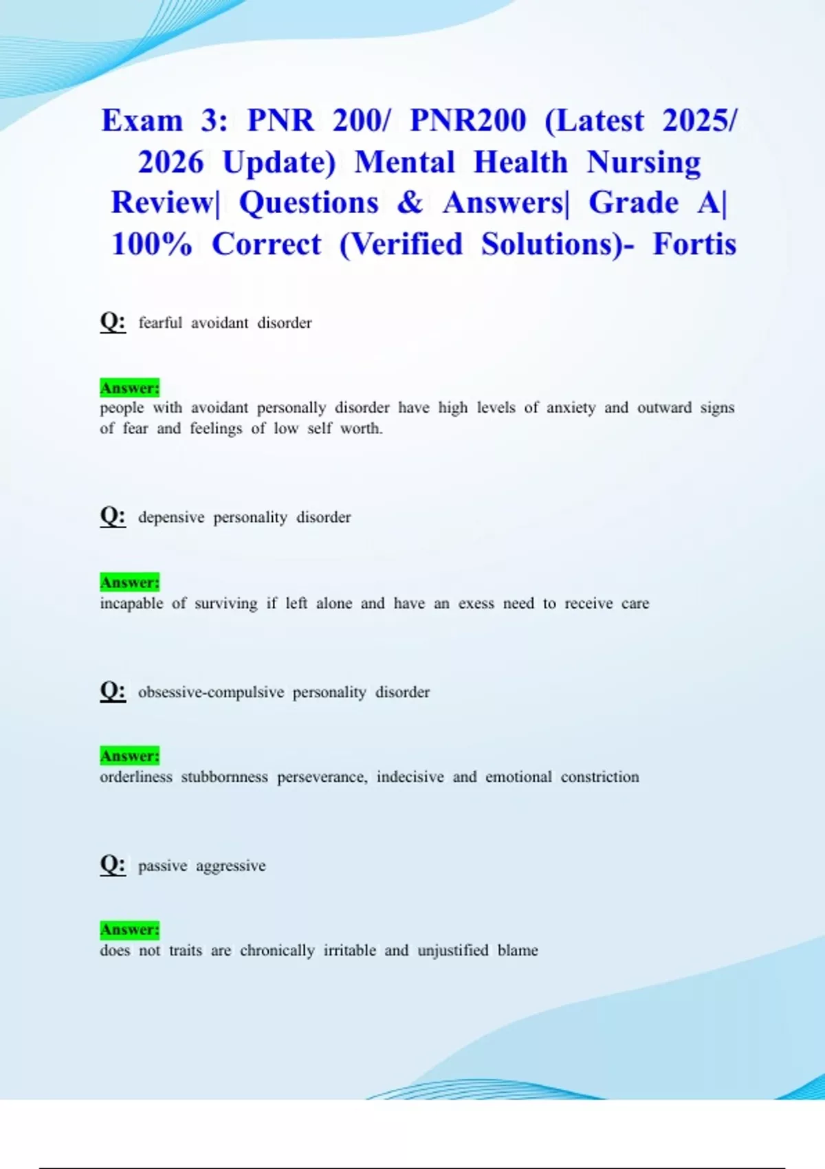 Exam 3 & Exam 4: PNR 200/ PNR200 (Latest 2025/ 2026 Updates STUDY ...