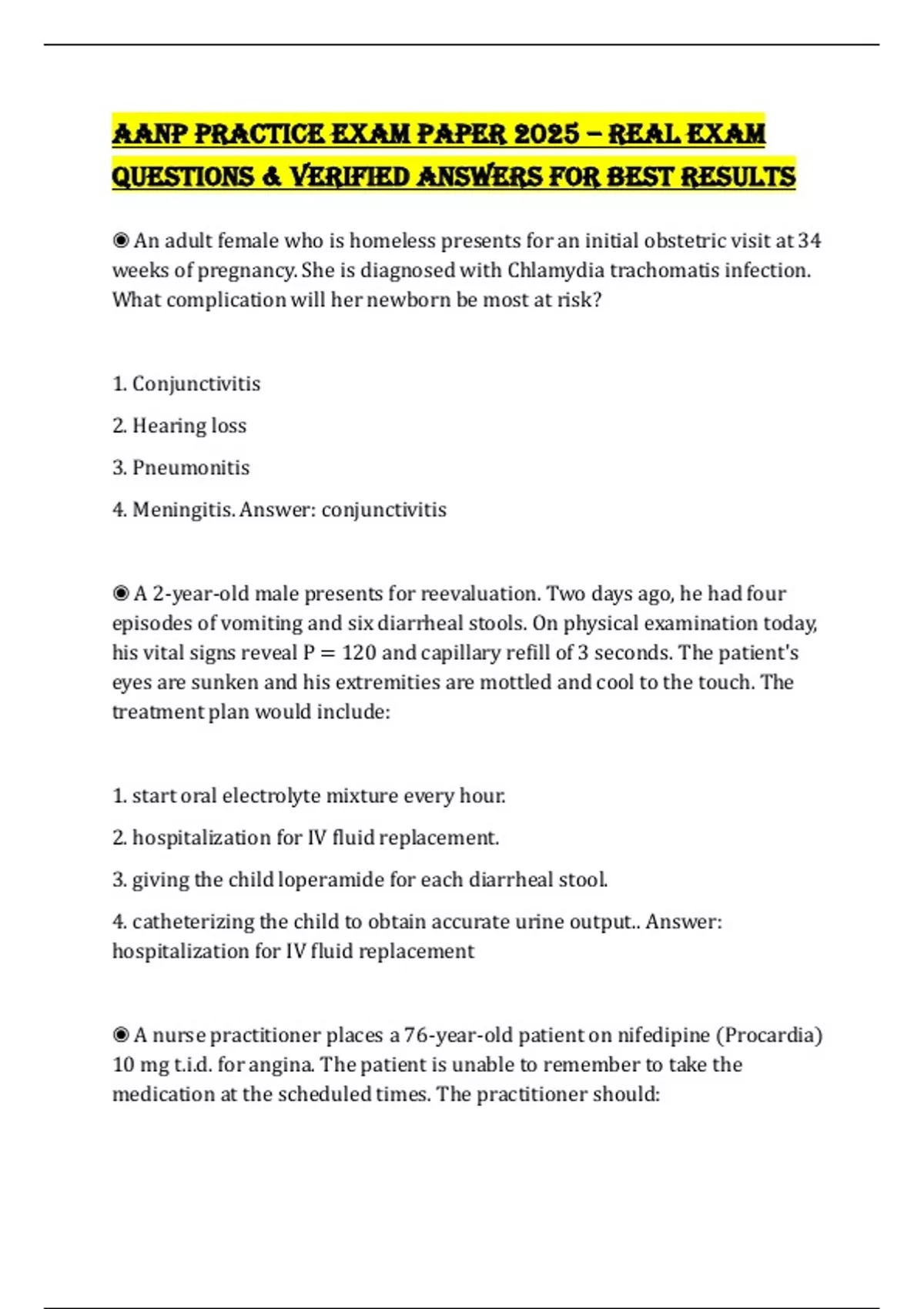 AANP PRACTICE EXAM PAPER 2025 – REAL EXAM QUESTIONS & VERIFIED ANSWERS ...