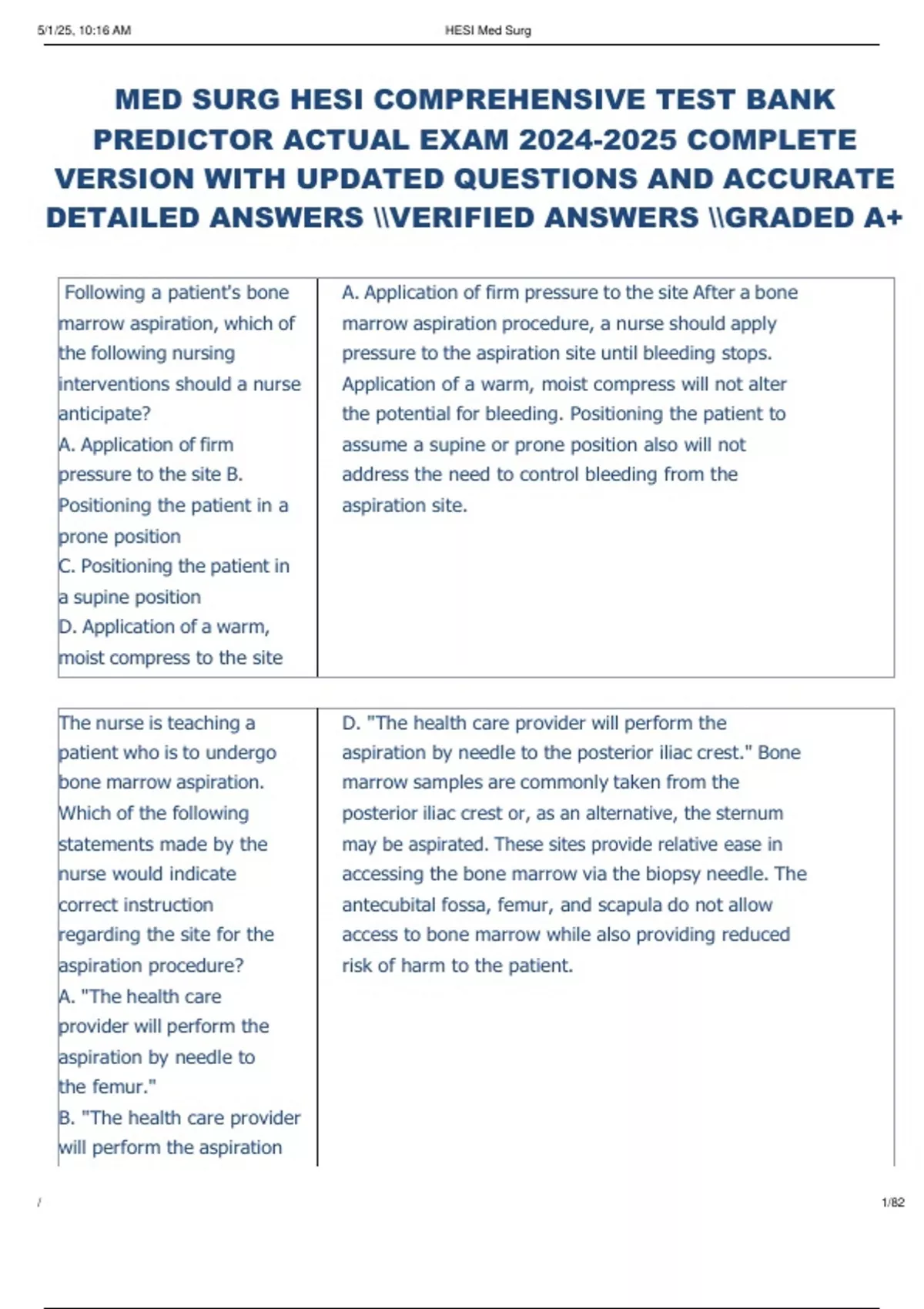 HESI Med-Surg Comprehensive Test Bank | Predictor Exam 2024–2025 ...