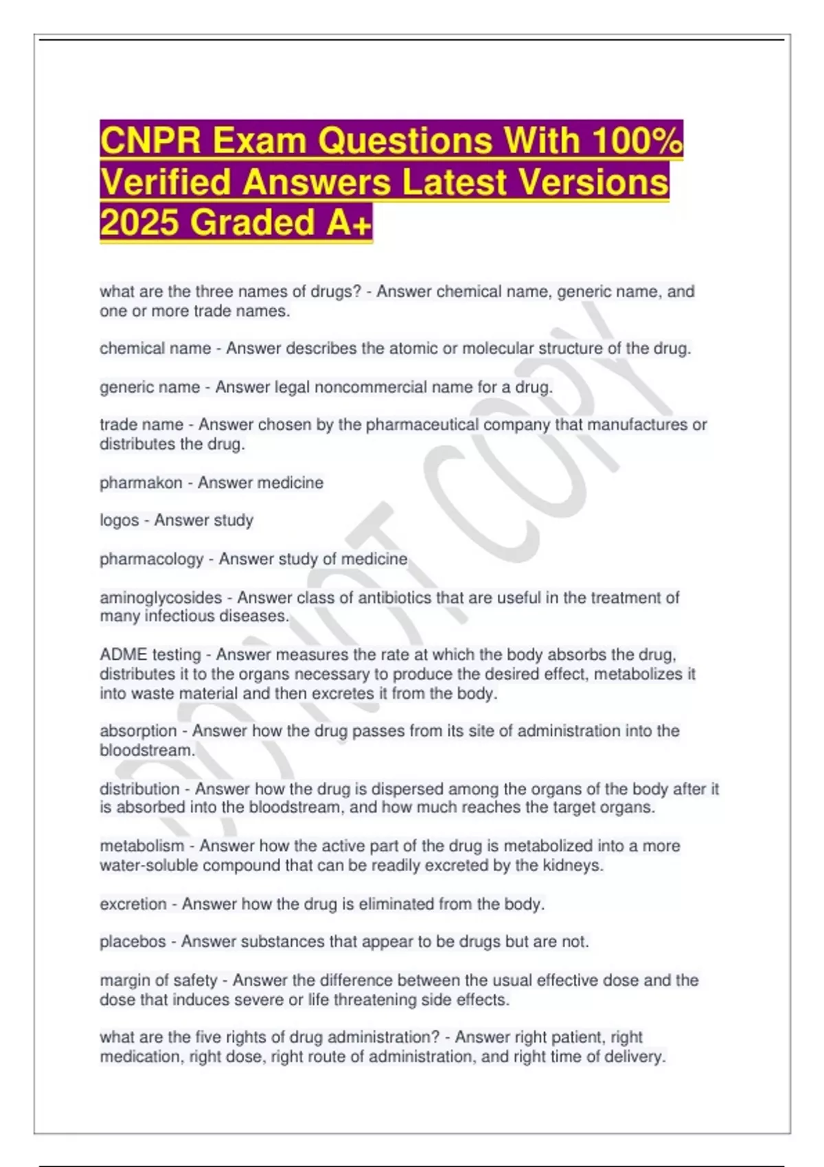 CNPR Exam Questions With 100% Verified Answers Latest Versions 2025 ...