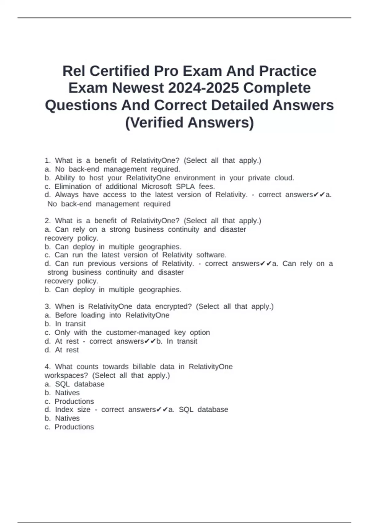 Rel Certified Pro Exam And Practice Exam Newest Complete Questions And ...
