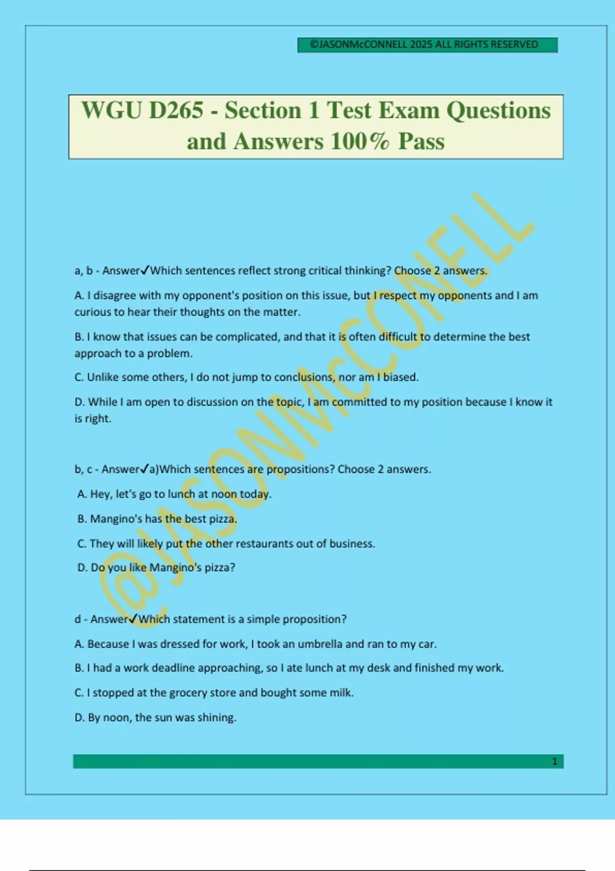 WGU D265 - Section 1 Test Exam Questions and Answers 100% Pass - WGU ...