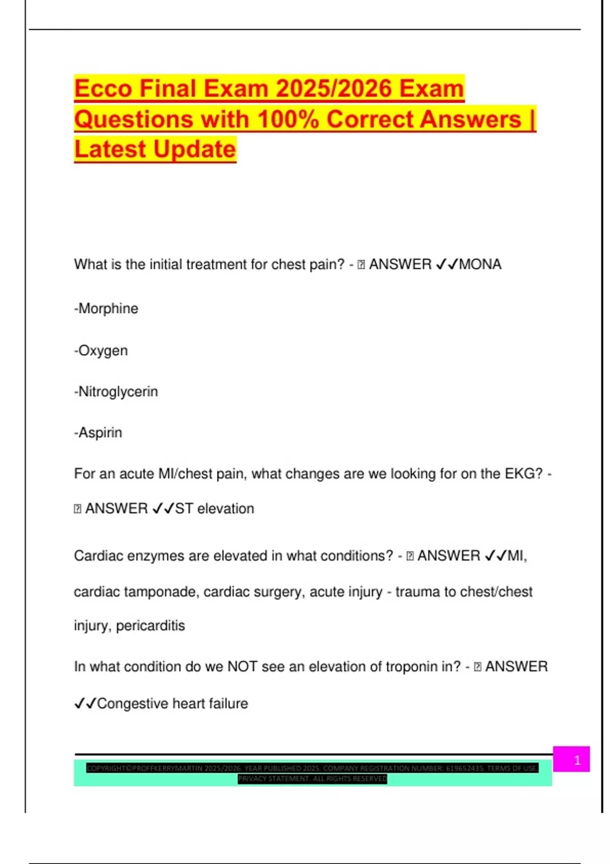 Ecco Final Exam 2025 2026 Exam Questions With 100 Correct Answers