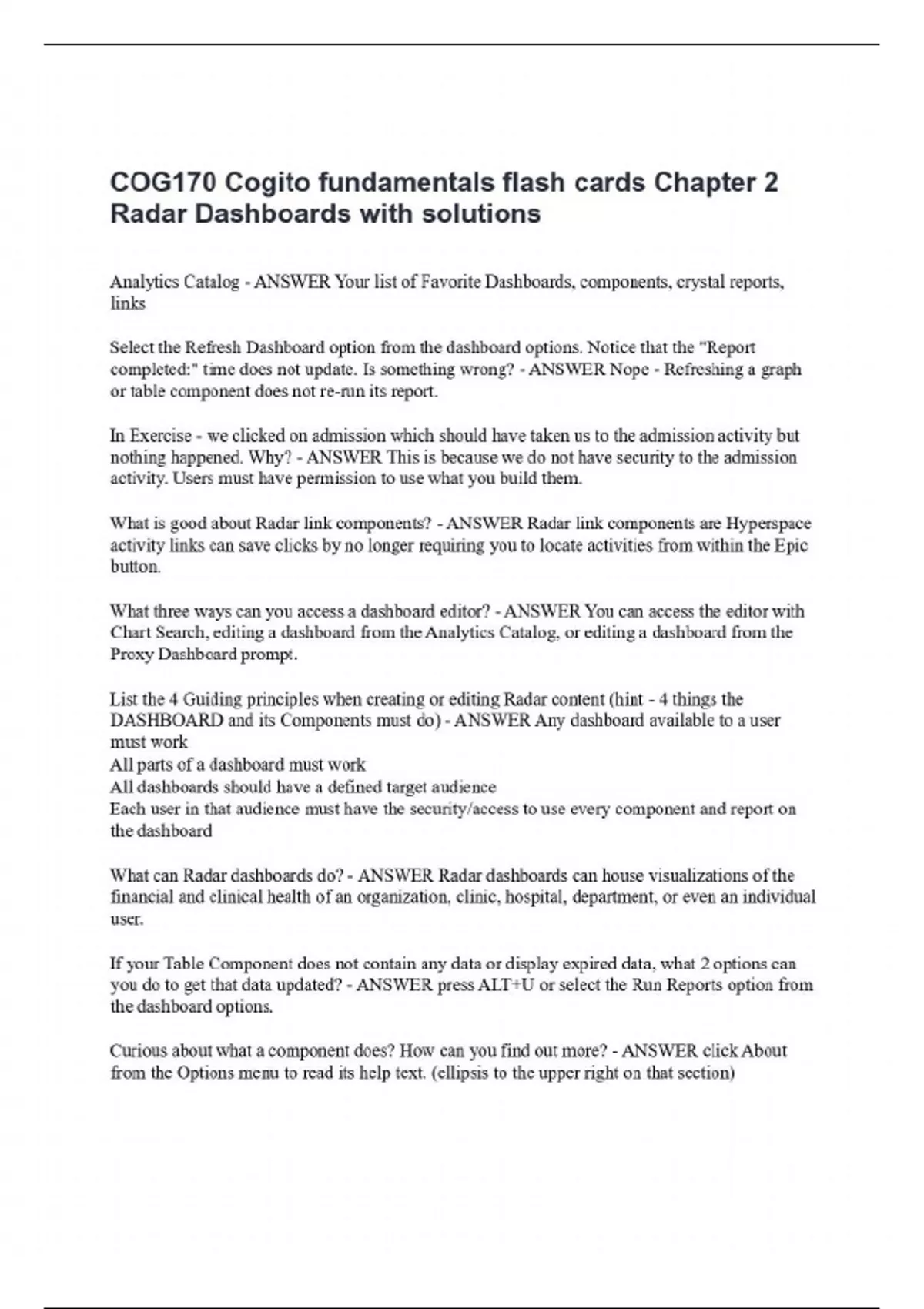 COG170 Cogito fundamentals Chapter 2 Radar Dashboards with solutions ...