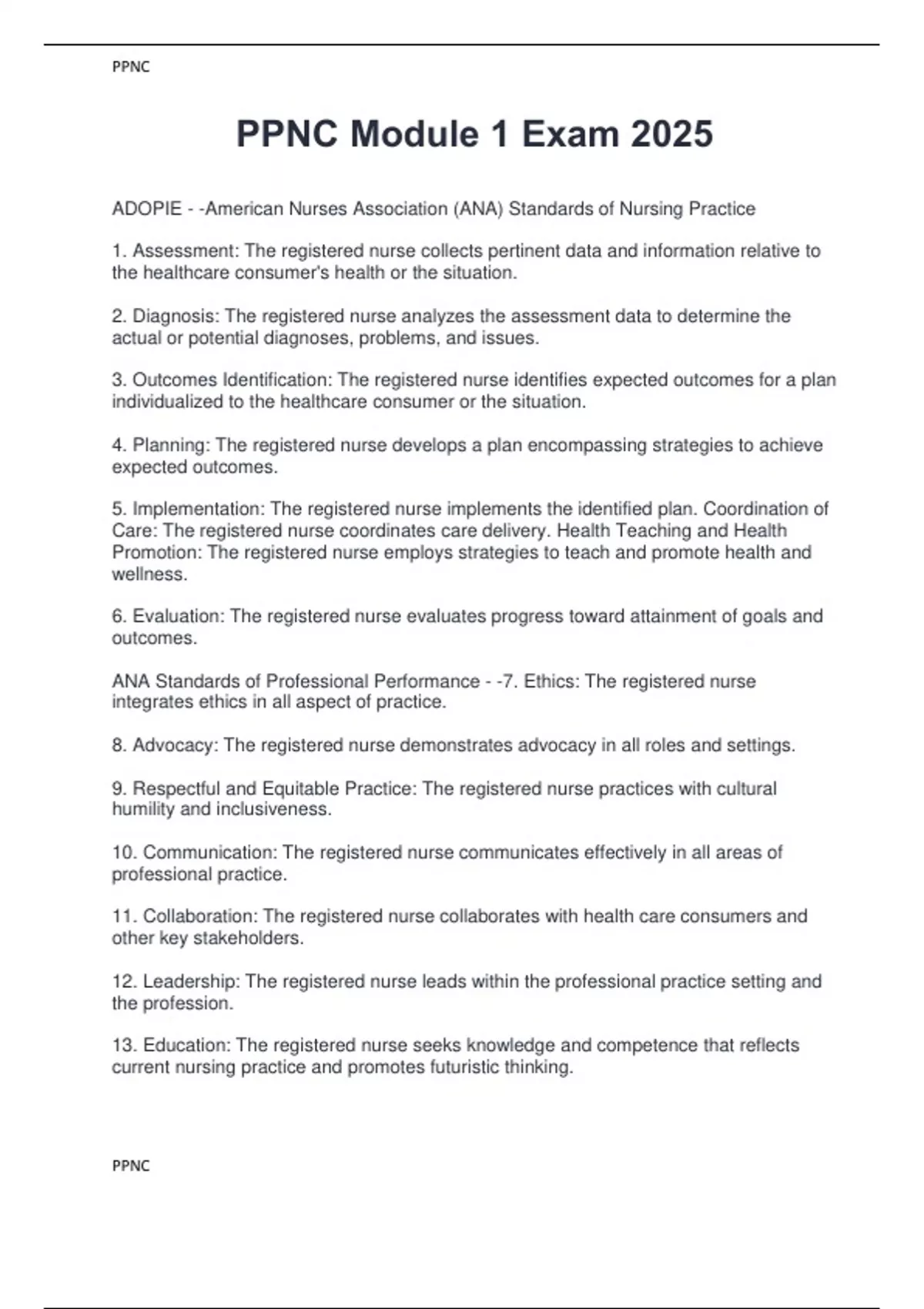 PPNC Module 1 Exam 2025 - PPNC Module 1 - Stuvia US