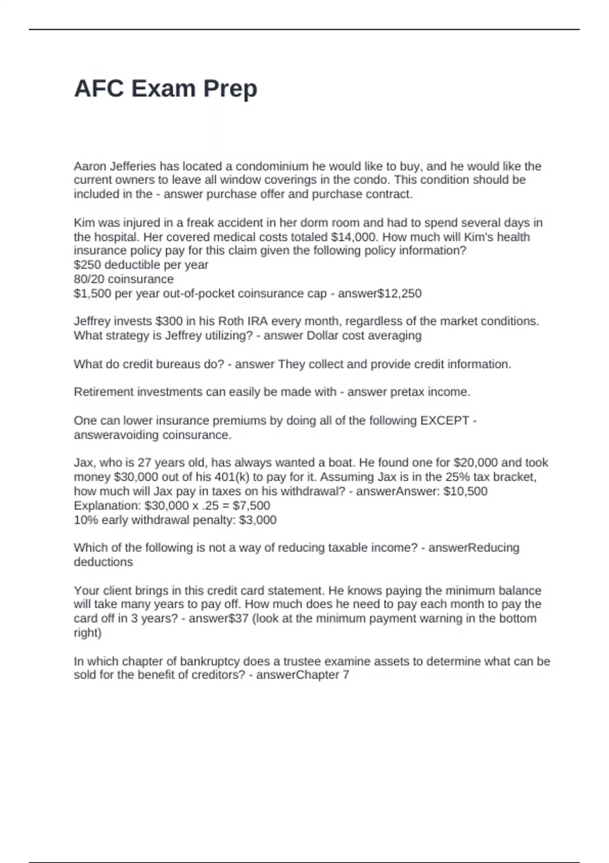 AFC EXAM BUNDLE 2025 - Stuvia US