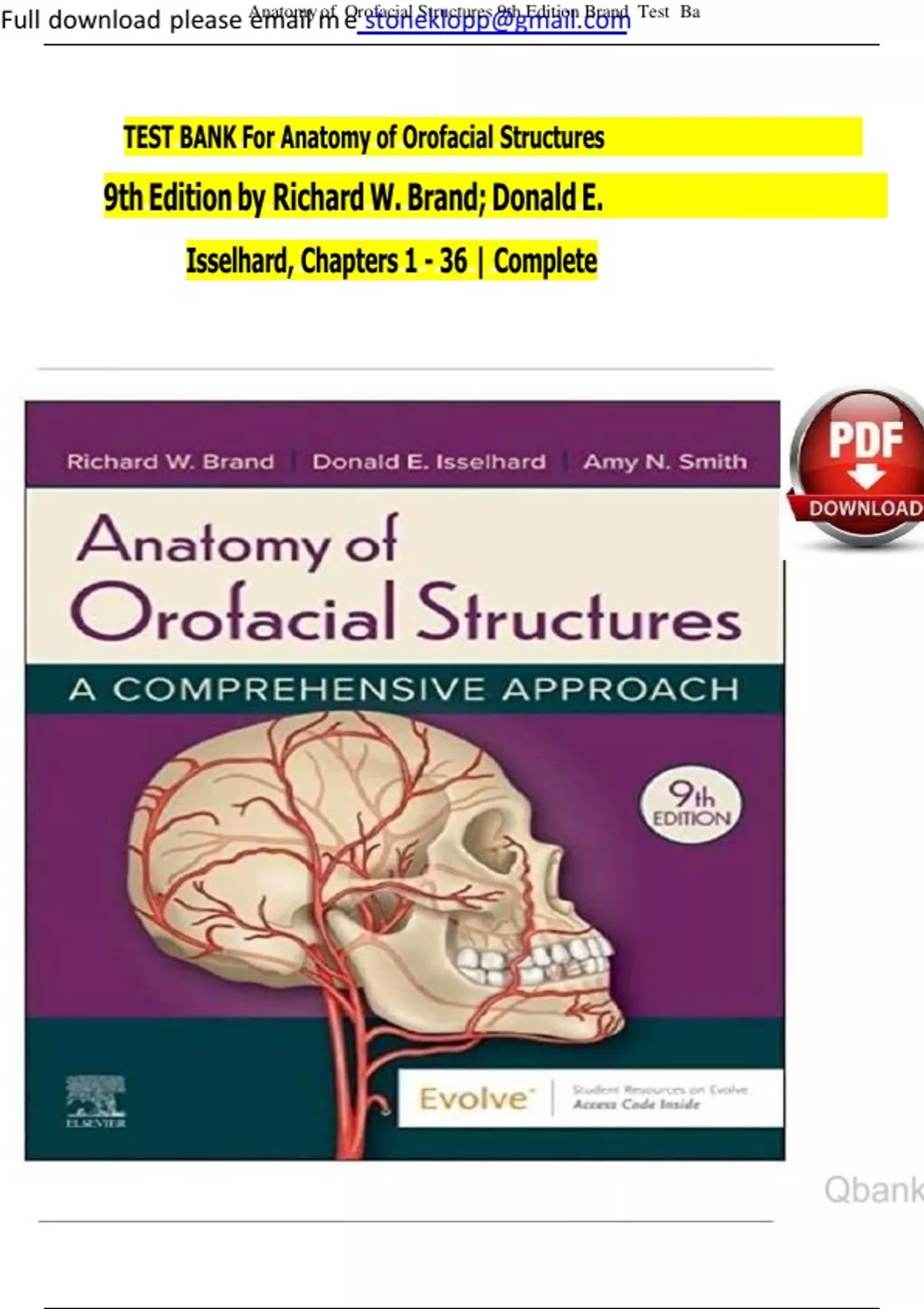 TEST BANK For Anatomy 9th Edition of Orofacial Structures by Richard W ...