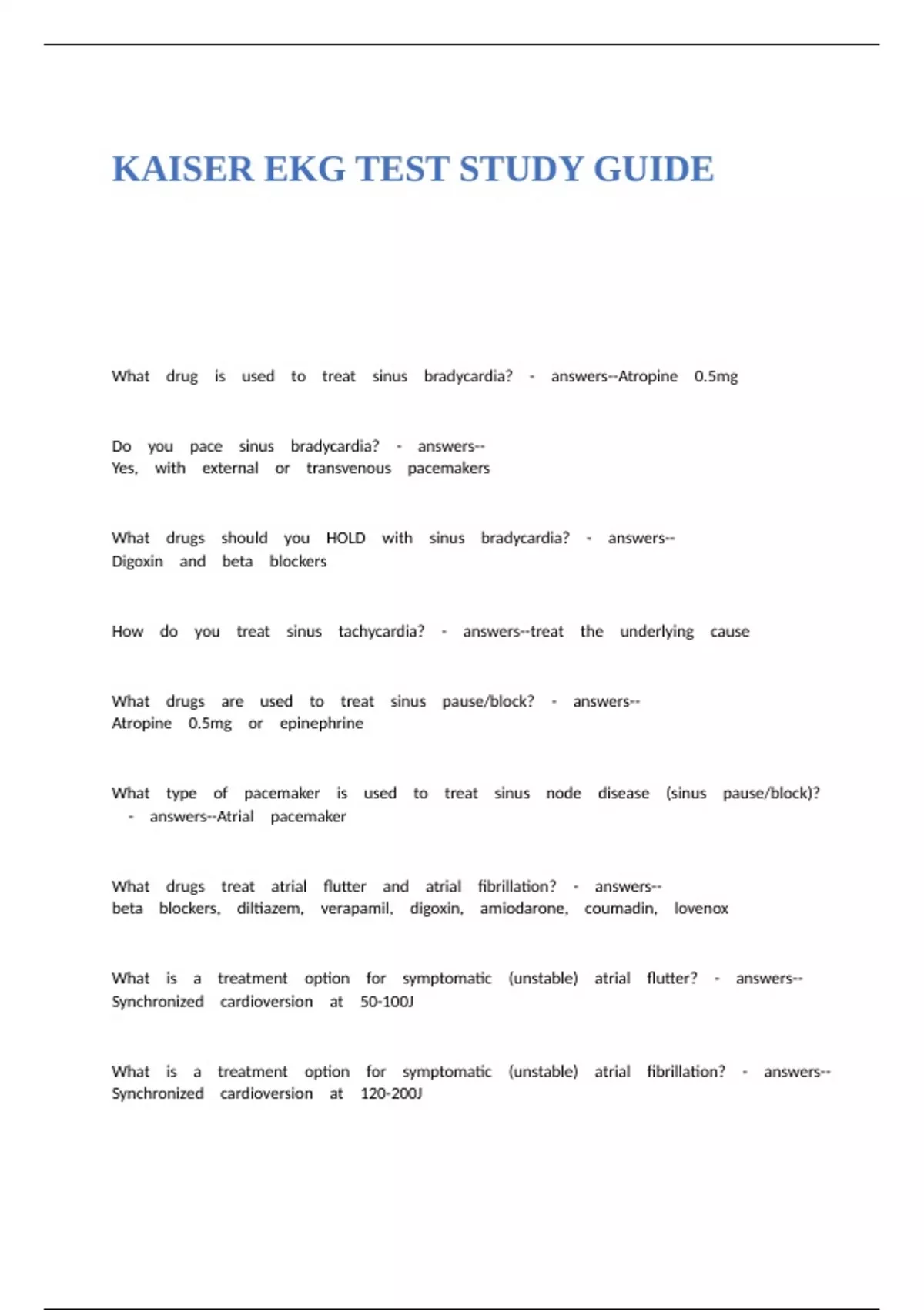 KAISER EKG POST TEST HEART BLOCKS - Stuvia US
