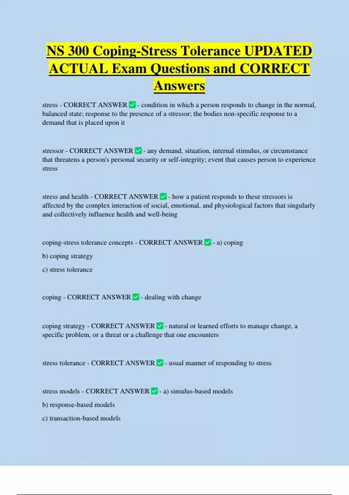 NS 300 Bundled Exam Questions WITH CORRECT Answers - Stuvia US