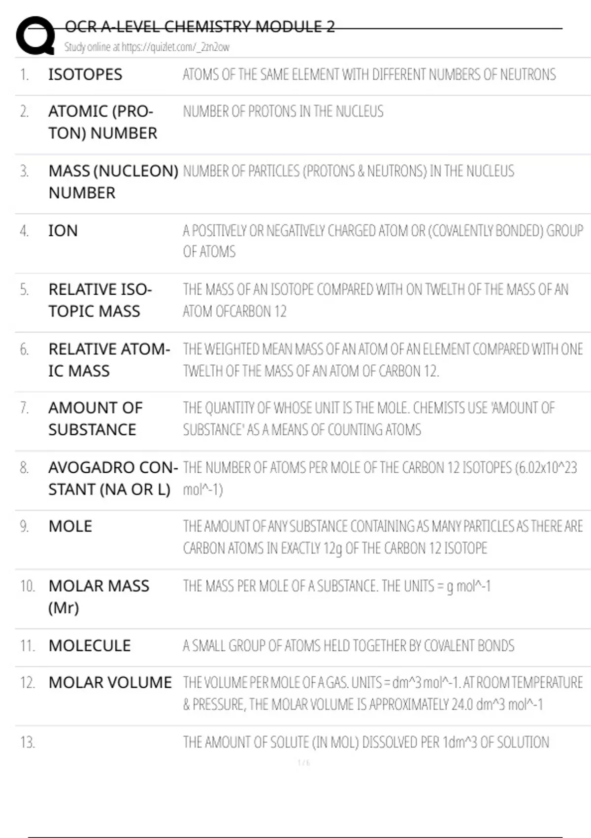 OCR A-LEVEL CHEMISTRY MODULE 2 - OCR A-LEVEL CHEMISTRY MODULE 2 - Stuvia US