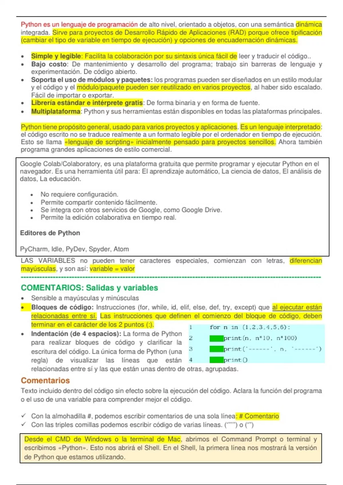 Lenguajes de Programación- Python - Programacion - Stuvia US