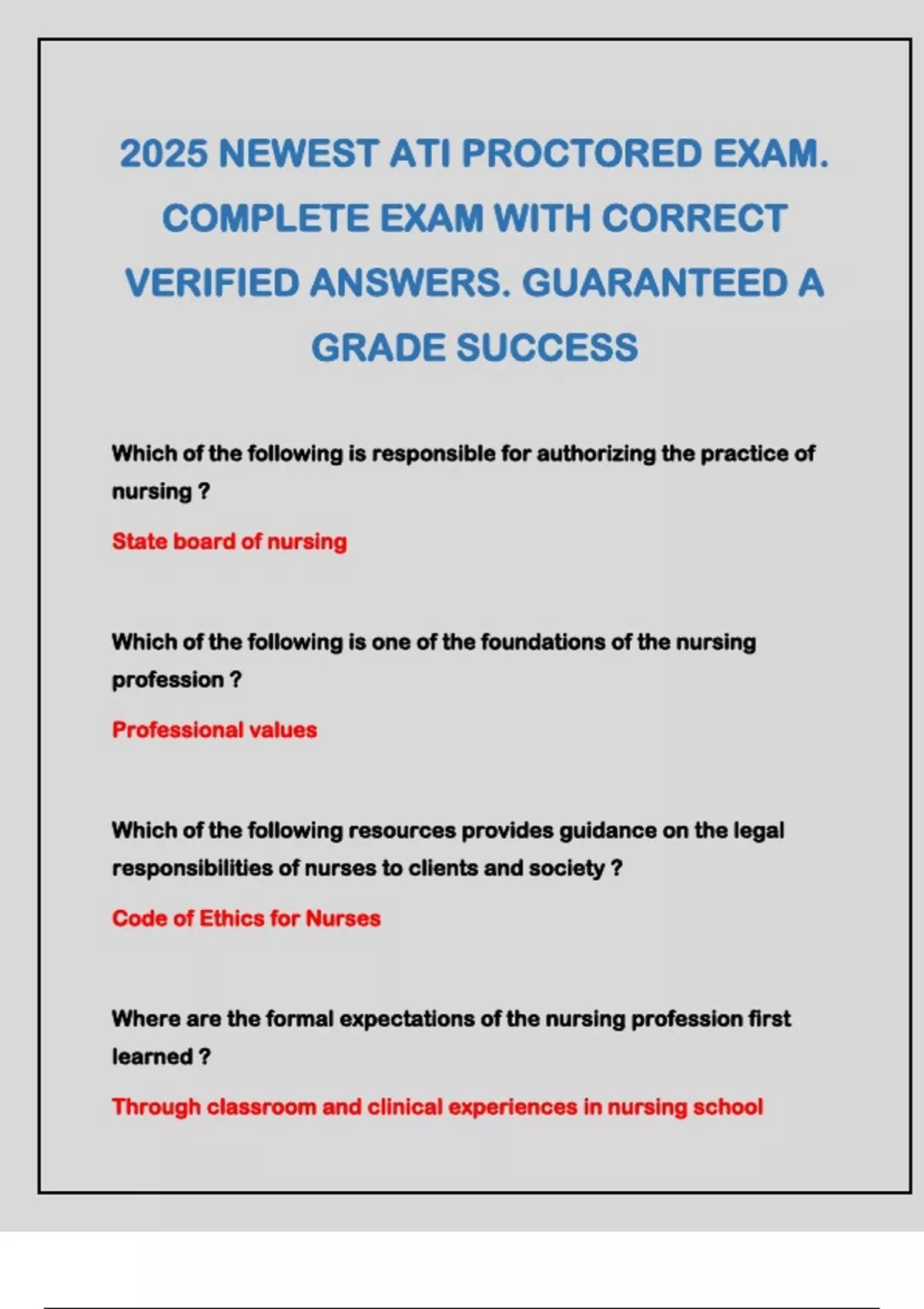2025 NEWEST ATI PROCTORED EXAM. COMPLETE EXAM WITH CORRECT VERIFIED ...