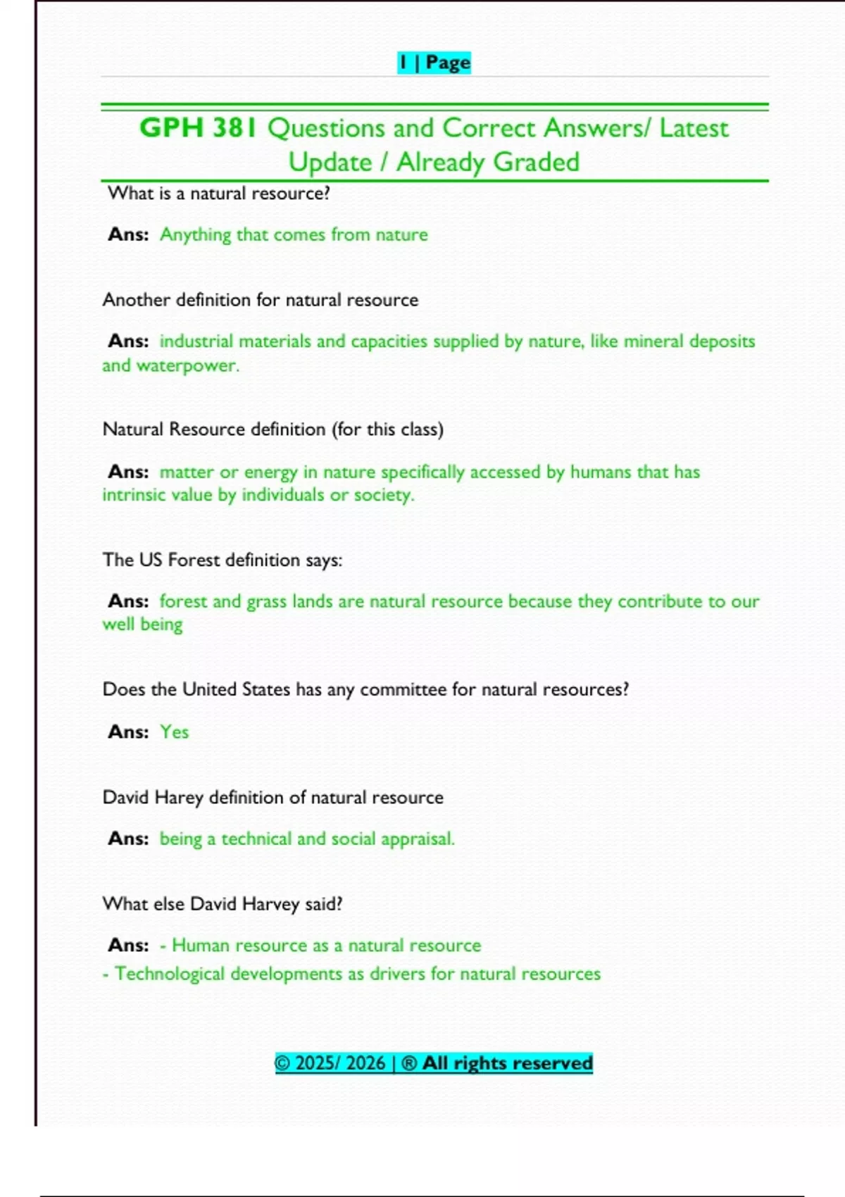 GPH 381 – Complete Exam Questions and Correct Answers (2025/2026 ...
