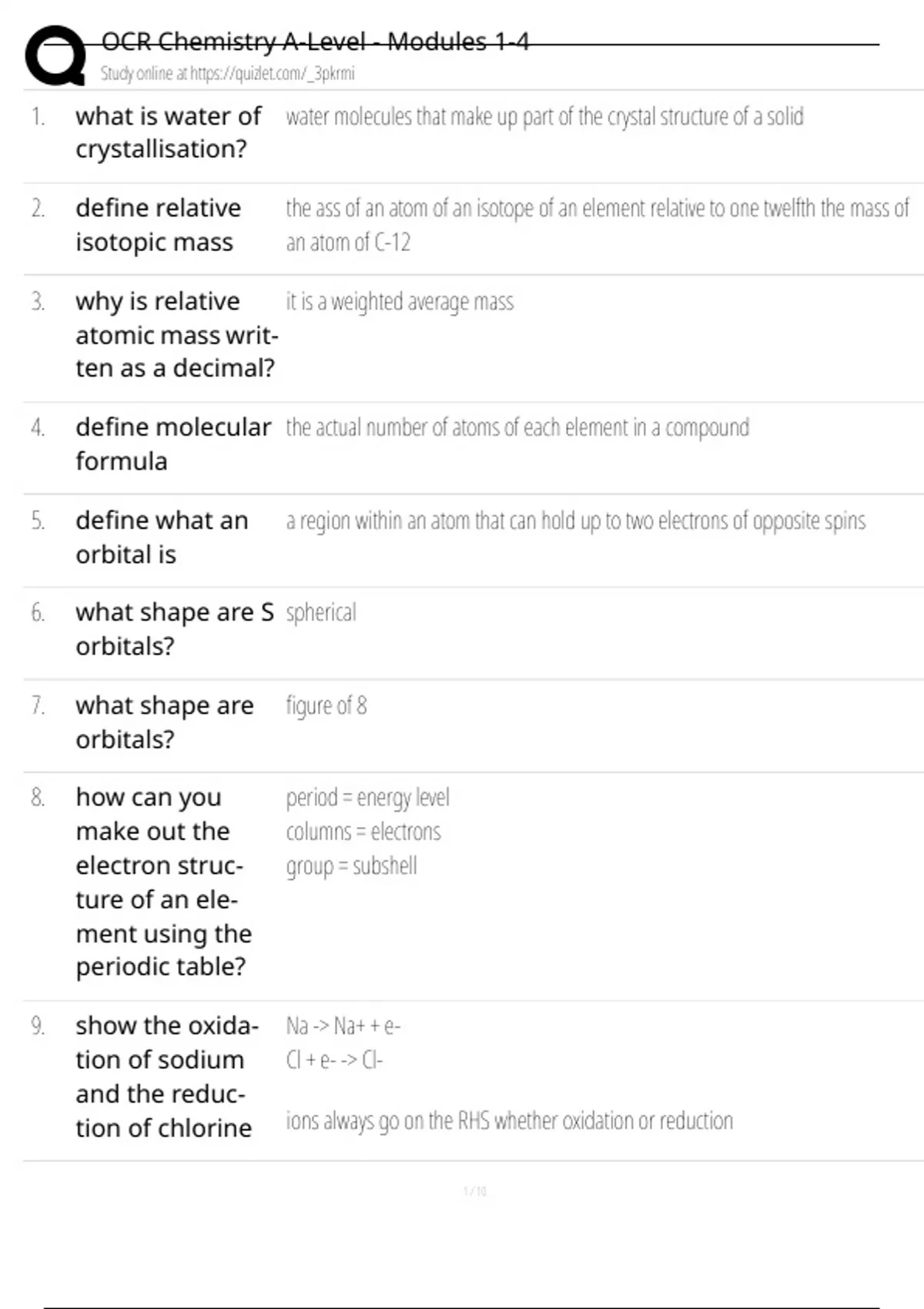 OCR Chemistry A-Level - Modules 1-4 - OCR Chemistry A-Level - Modules 1 ...