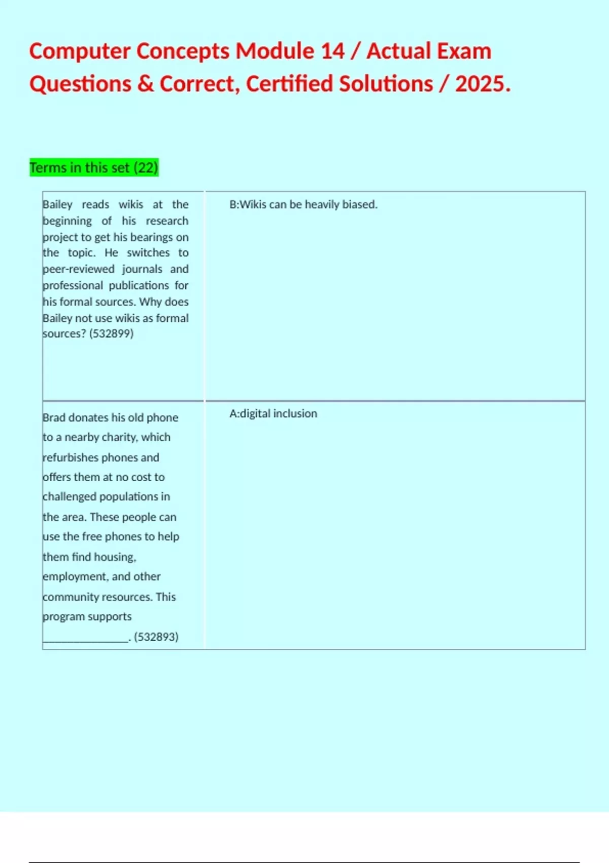 Computer Concepts Module 14 / Actual Exam Questions & Correct, Certified Solutions / 2025 ...