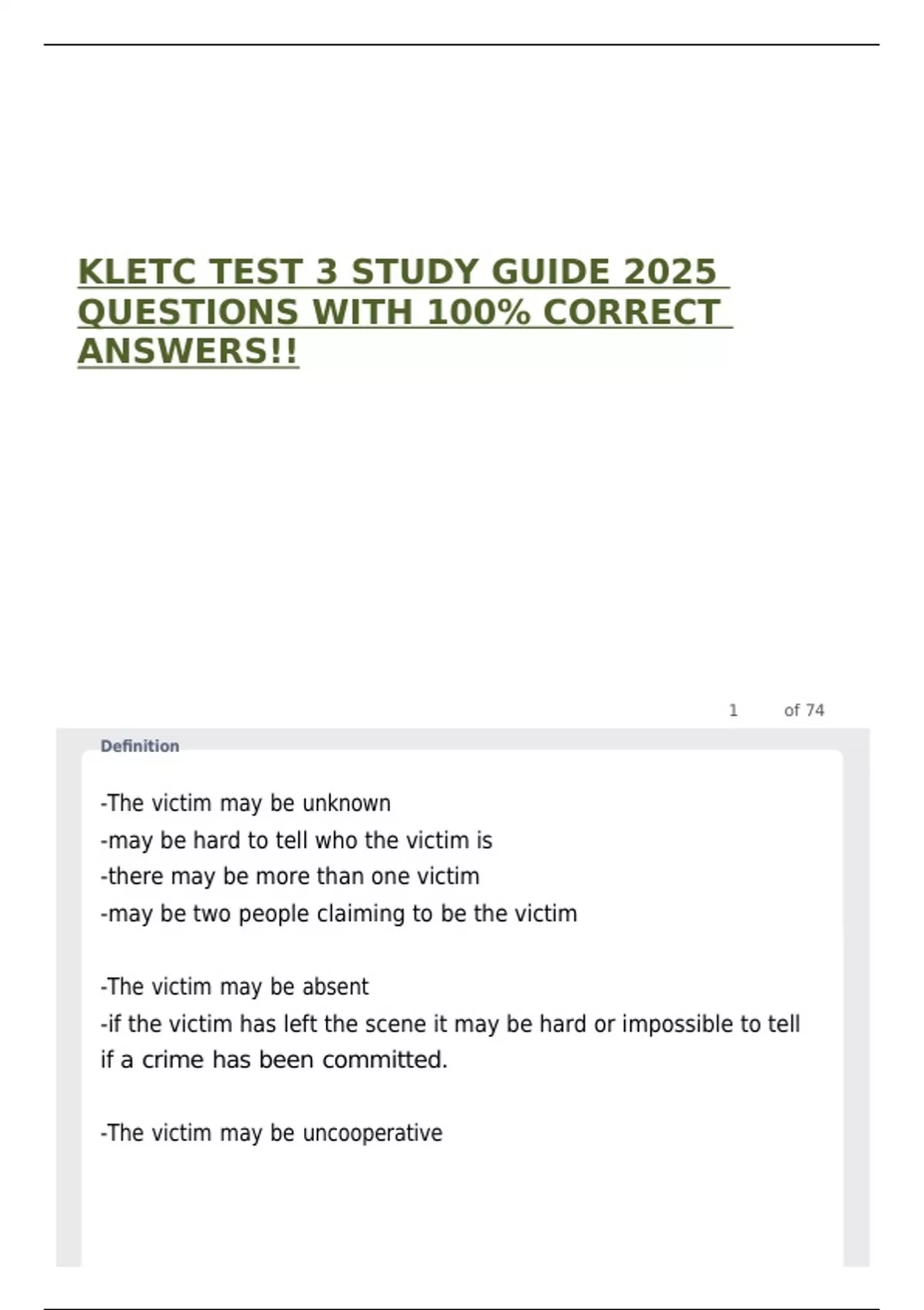 KLETC TEST 3 STUDY GUIDE 2025 QUESTIONS WITH 100% CORRECT ANSWERS ...