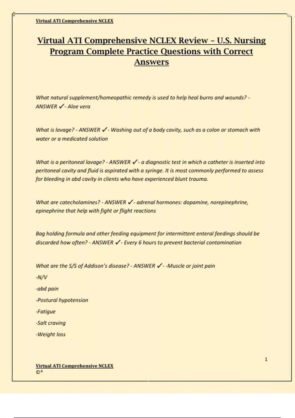 Virtual ATI Comprehensive NCLEX Review – U.S. Nursing Program Complete ...