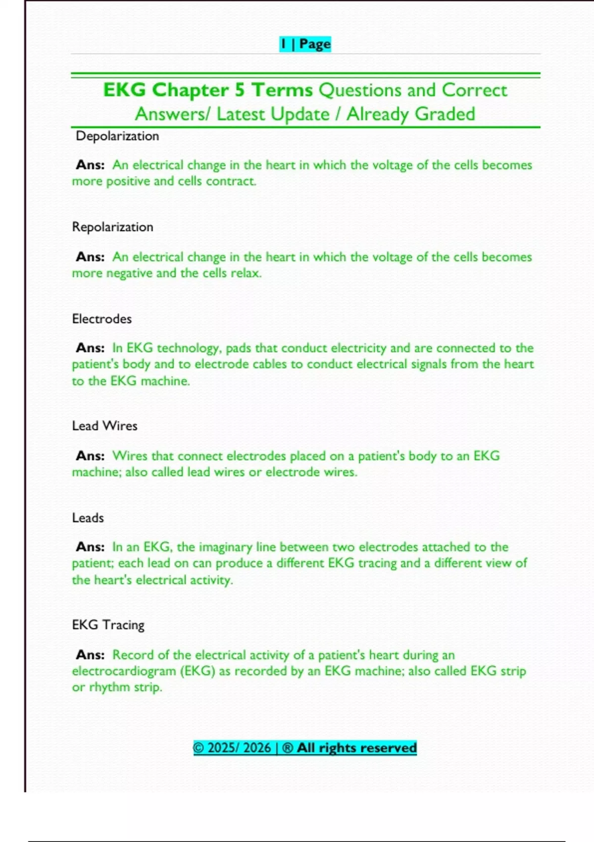 EKG Chapter 5 – Terms, Questions, and Correct Answers (2025/2026 ...