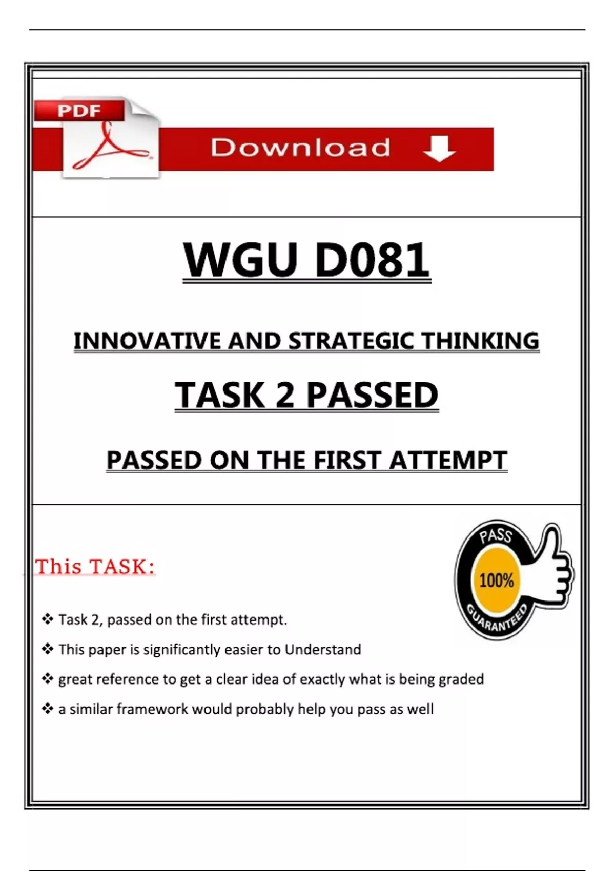 D081 Task 2 - Passed First Attempt – 2025 Complete Written Assessment ...