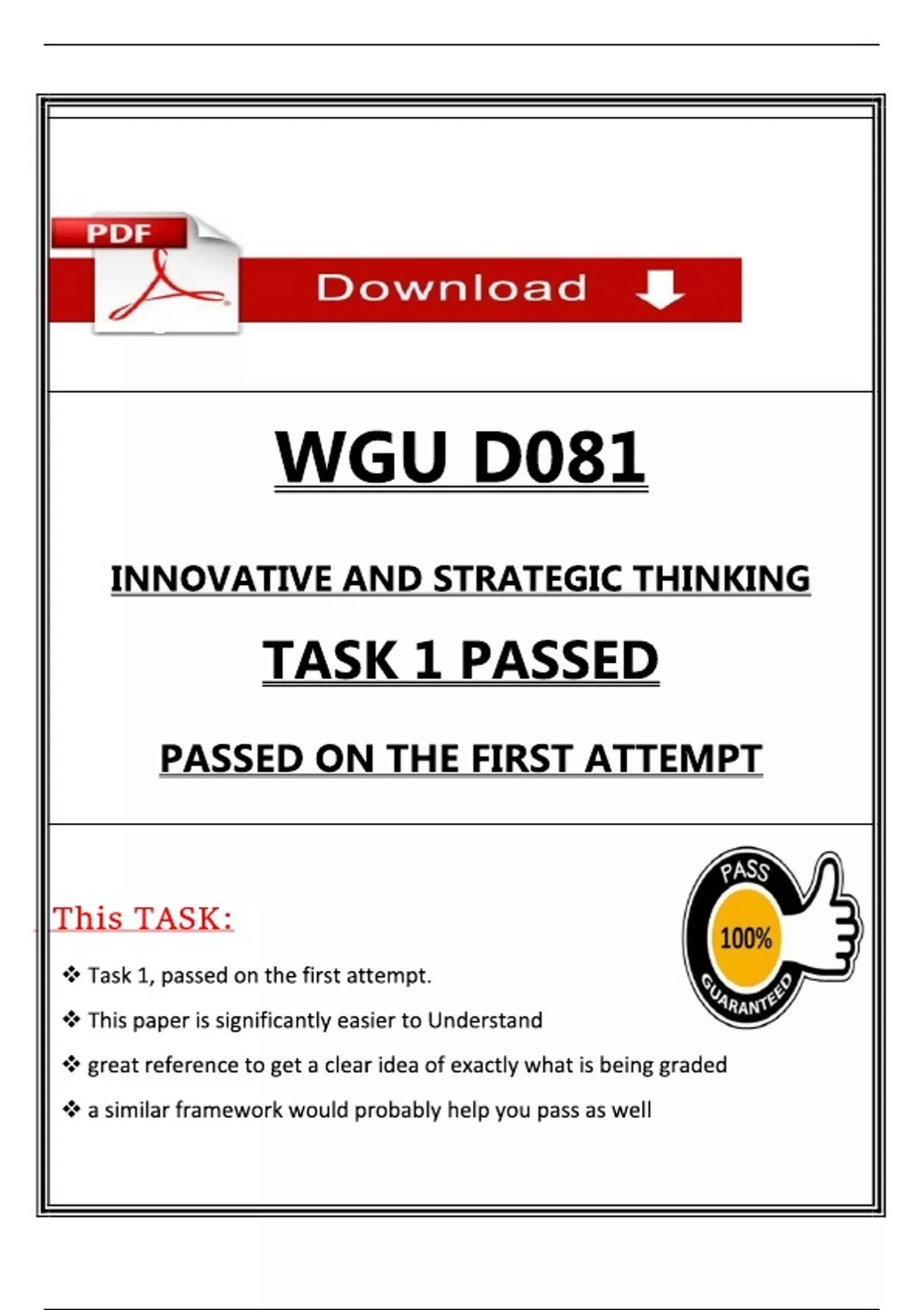 D081 Task 1 - Passed First Attempt – 2025 Complete Written Assessment ...
