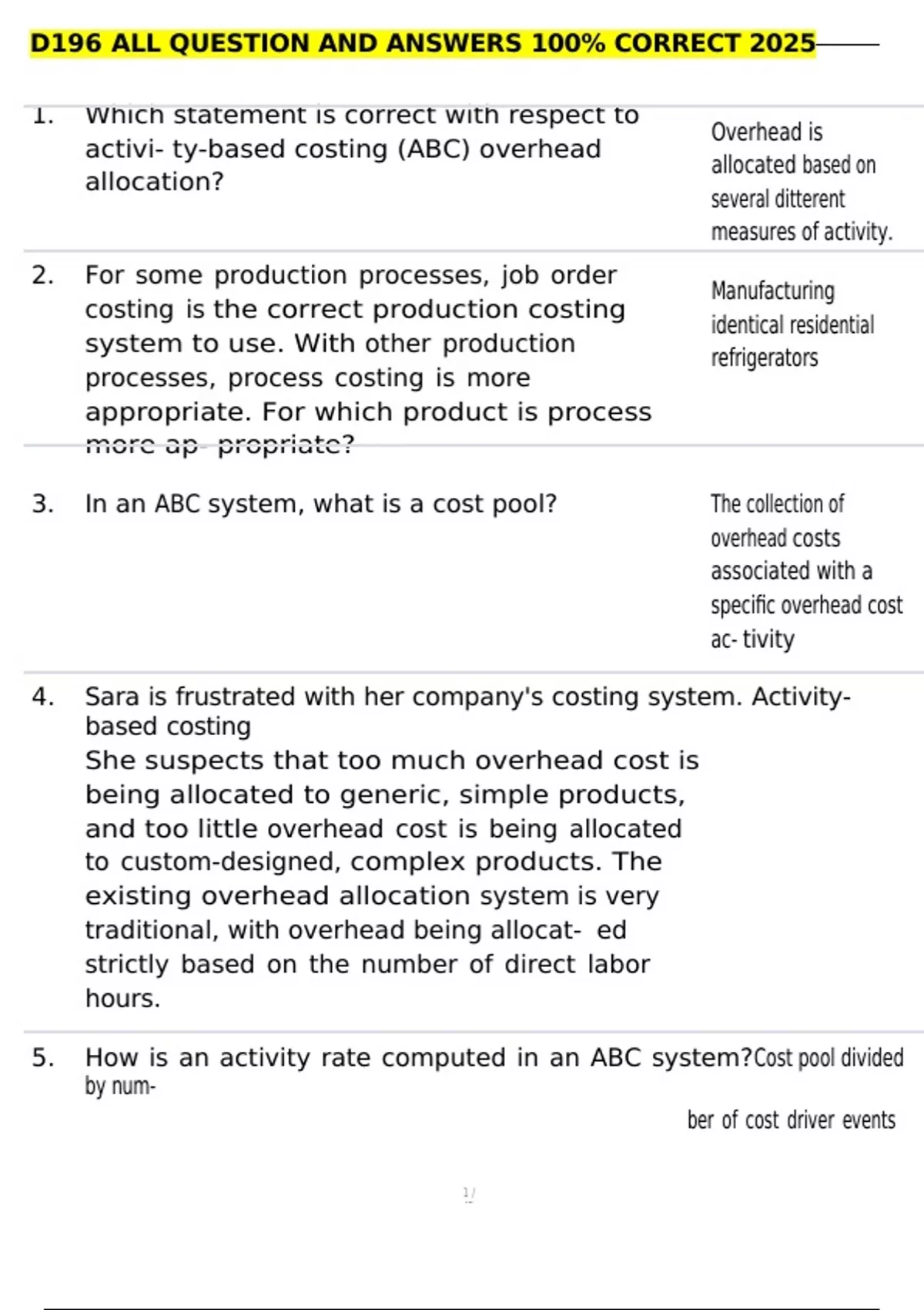 D196 ALL QUESTION AND ANSWERS 100% CORRECT 2025 - D196 ALL - Stuvia US