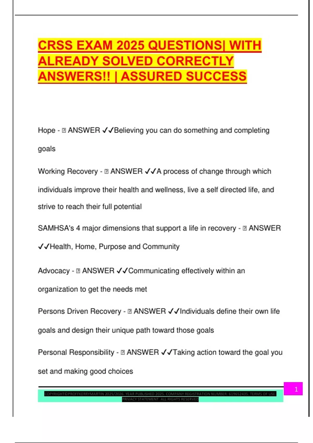 CRSS EXAM 2025 QUESTIONS| WITH ALREADY SOLVED CORRECTLY ANSWERS ...