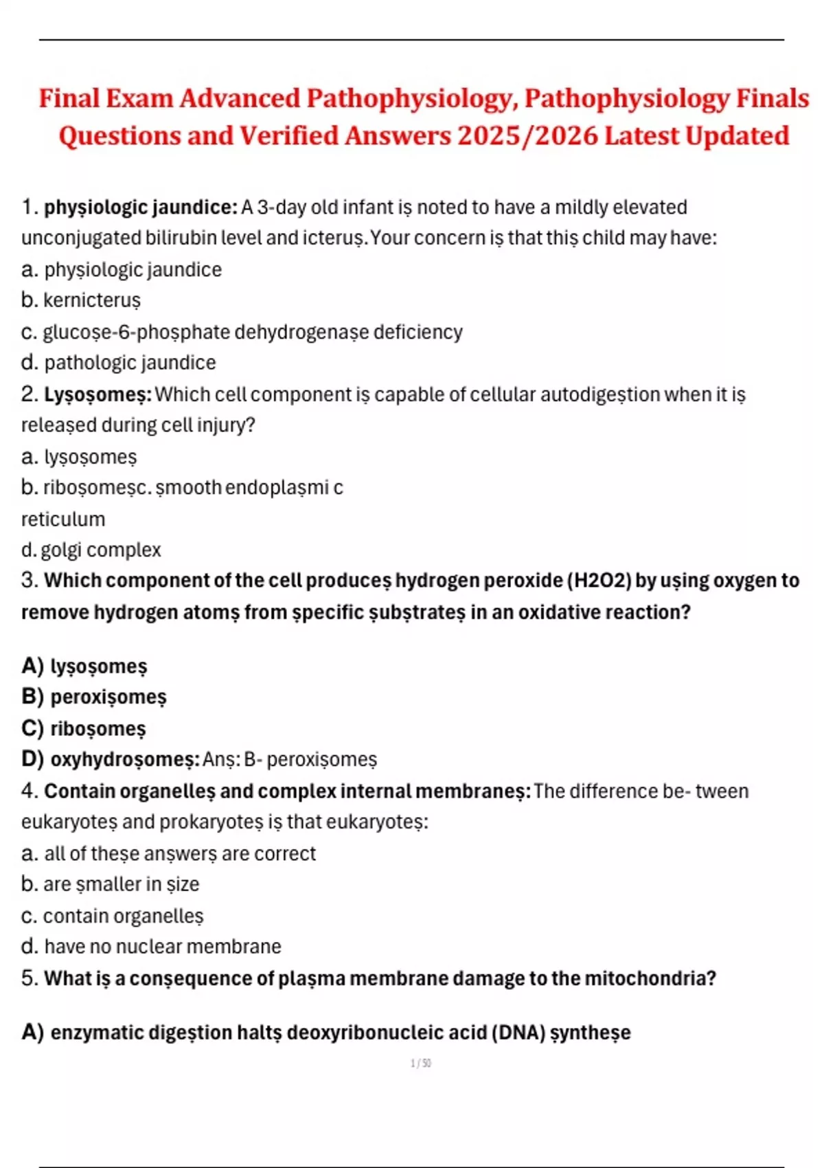 Final Exam – Advanced Pathophysiology | Pathophysiology Final Questions ...