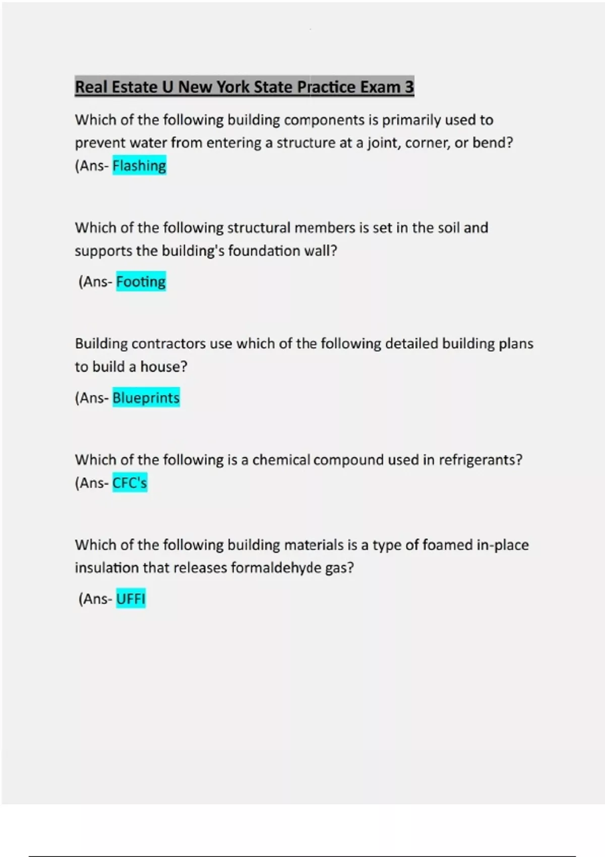 Real Estate U New York State Practice Exam :Real Estate U New York ...