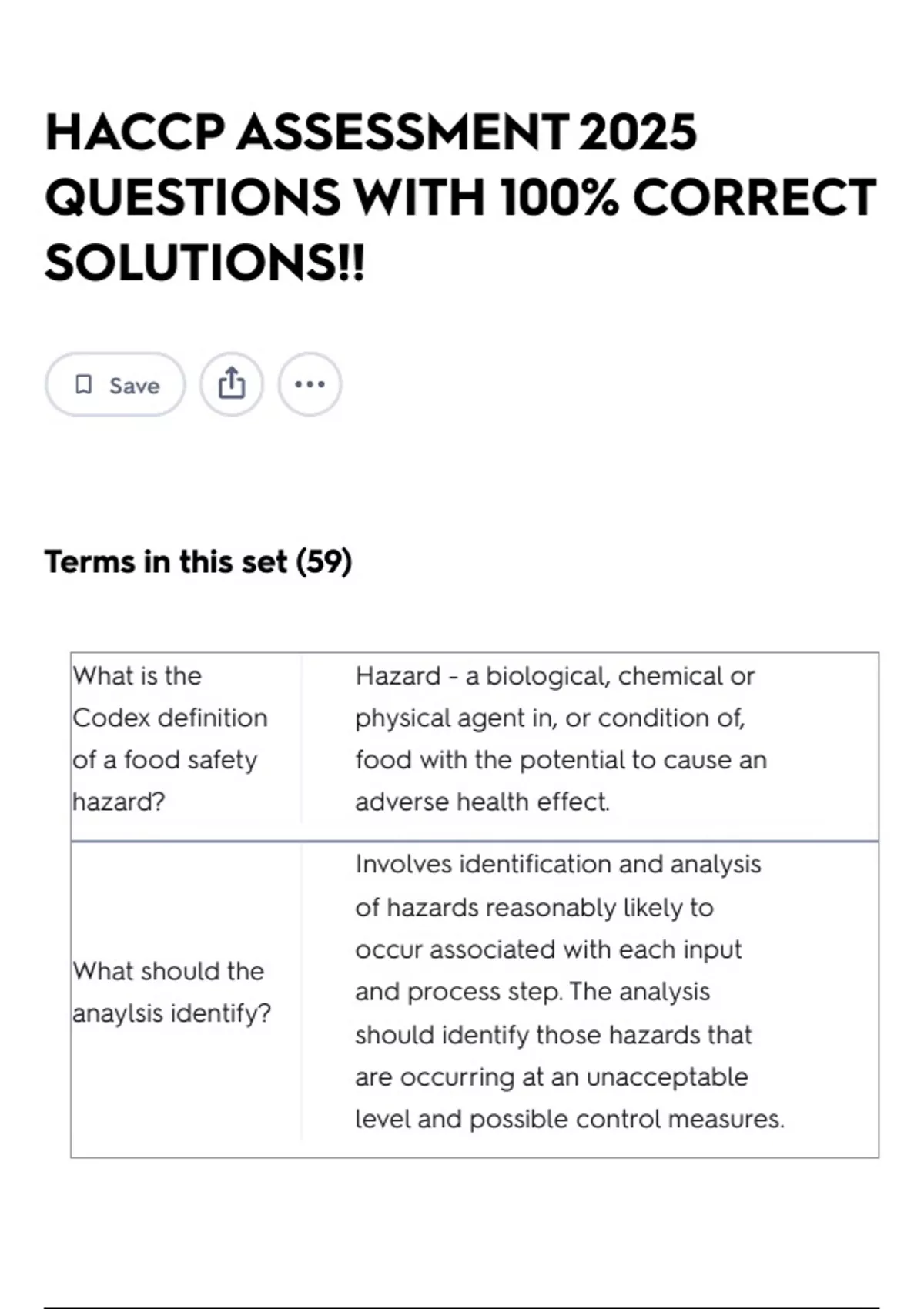 HACCP ASSESSMENT 2025 QUESTIONS WITH 100% CORRECT SOLUTIONS!! - HACCP ASSESSMENT - Stuvia US