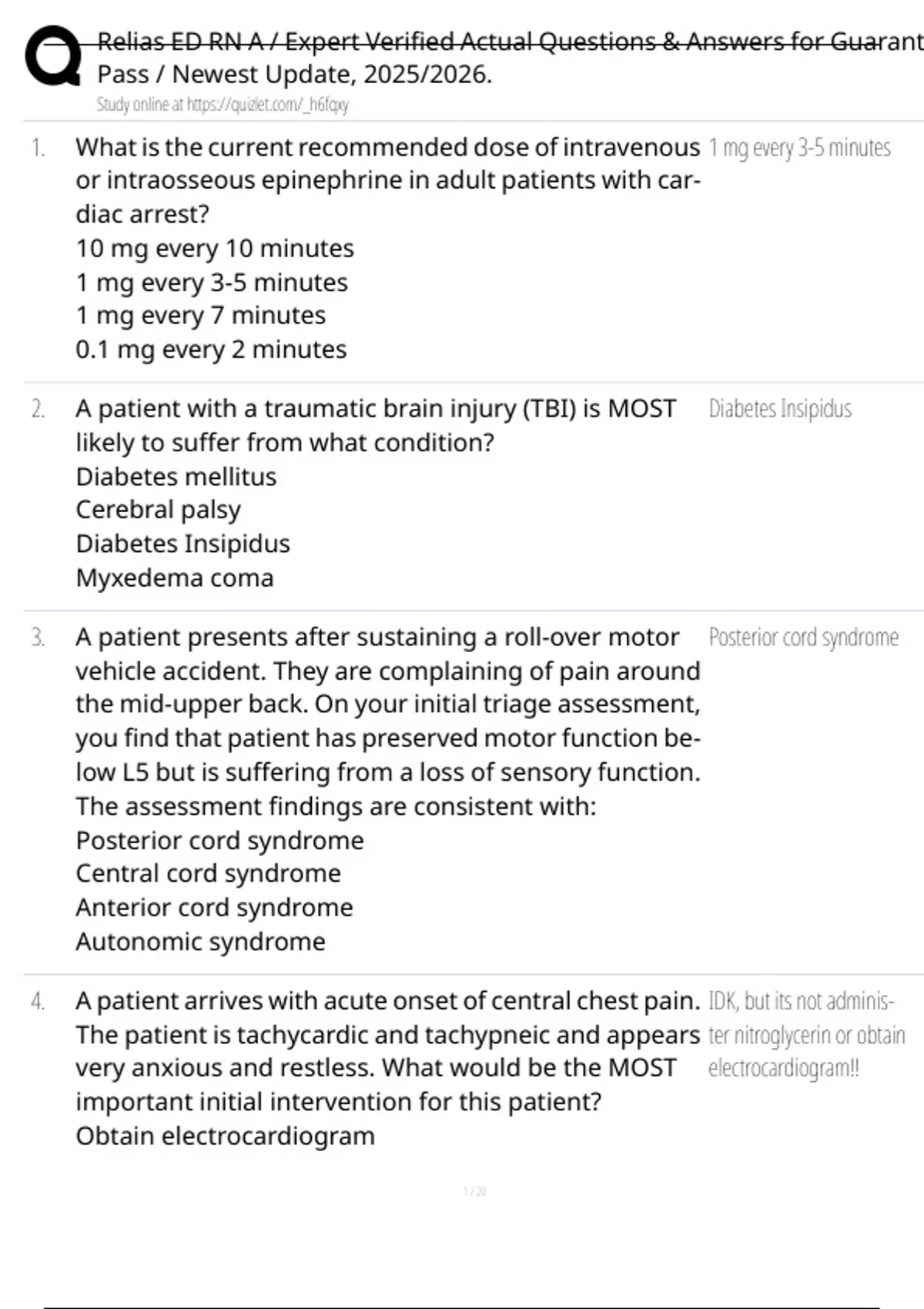 Relias ED RN A / Expert Verified Actual Questions & Answers for ...