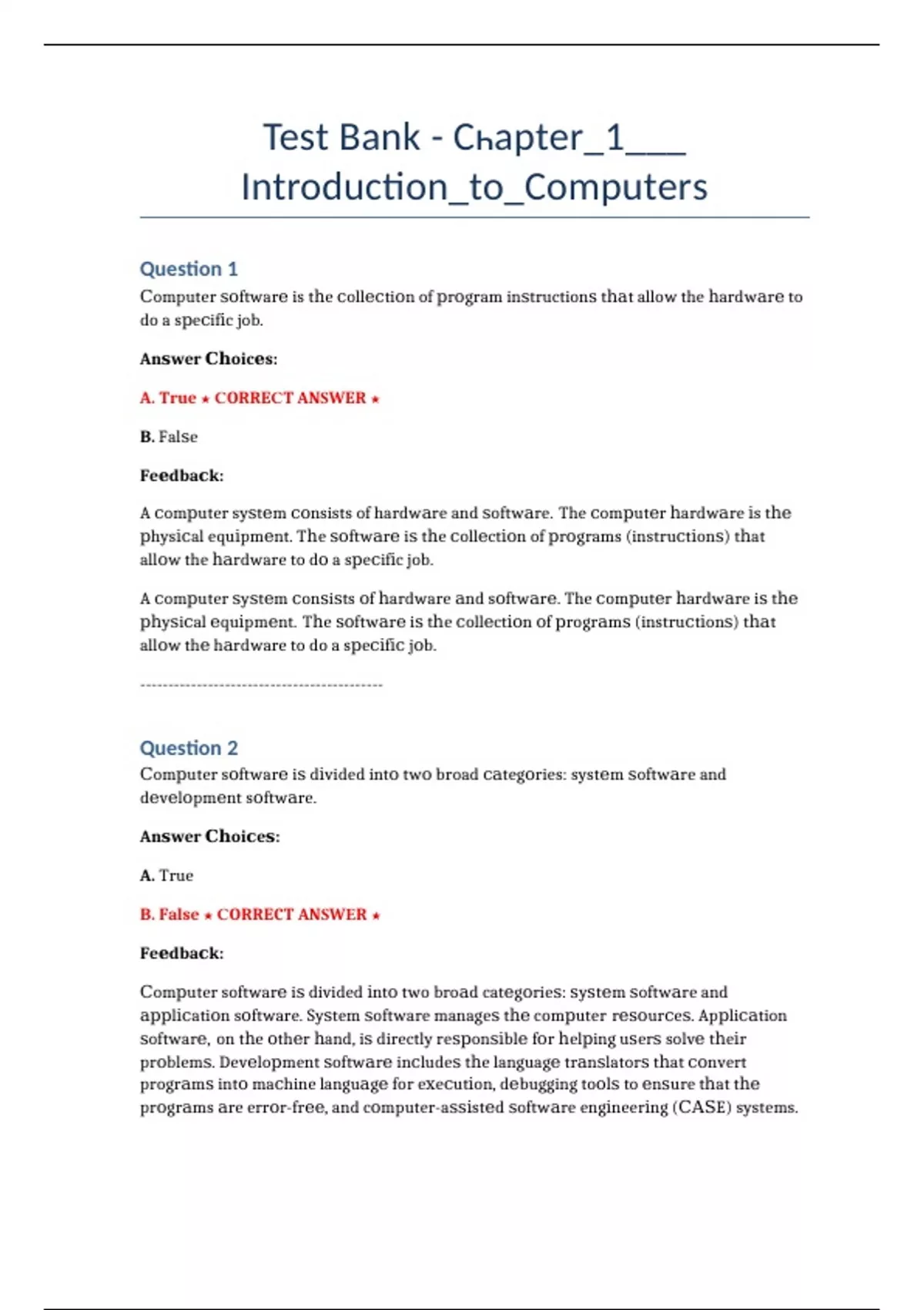 Test Bank, quizzes: Computer Science A Structured Programming Approach ...