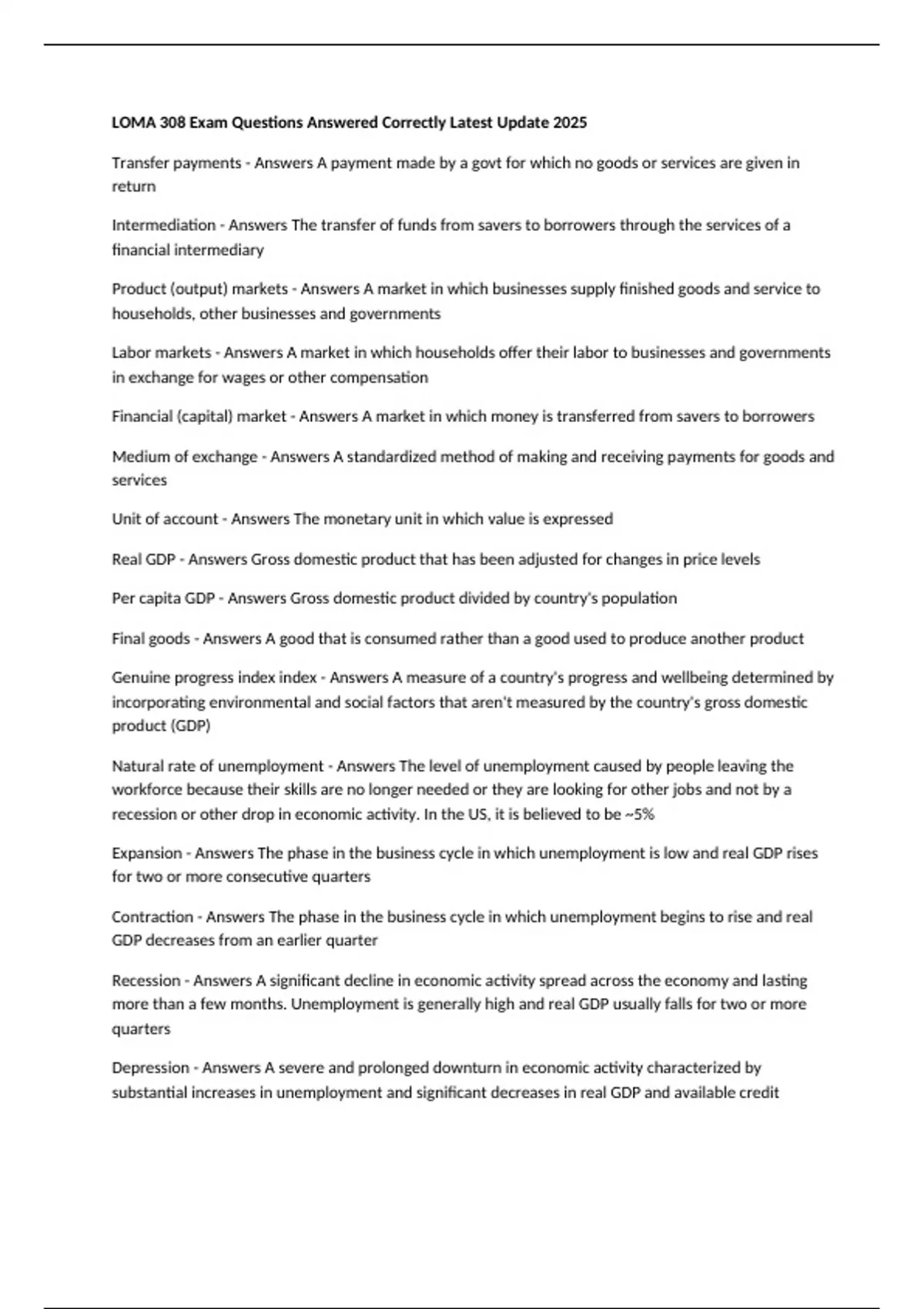 LOMA 308 Exam Questions Answered Correctly Latest Update 2025 - LOMA ...