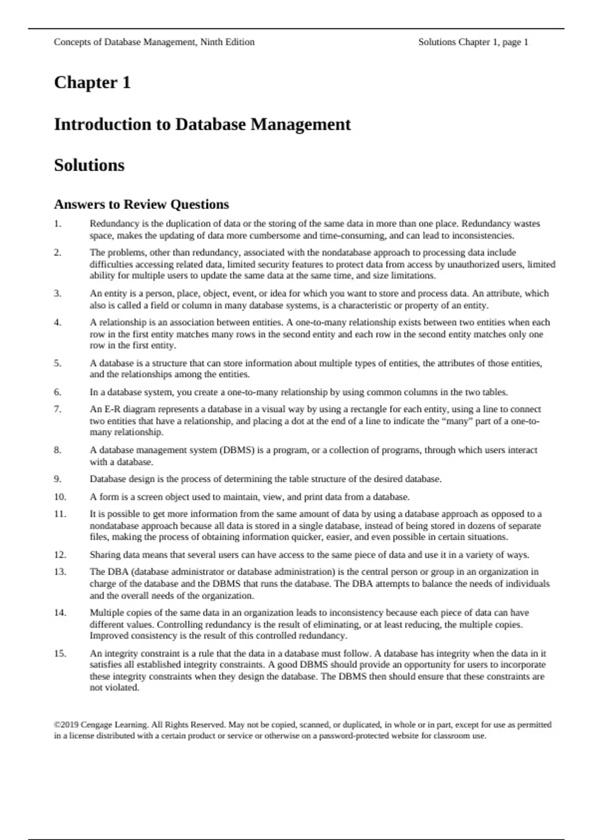 Solutions Manual, answers:Concepts of Database Management,Starks, - 9e - (2025 update ...