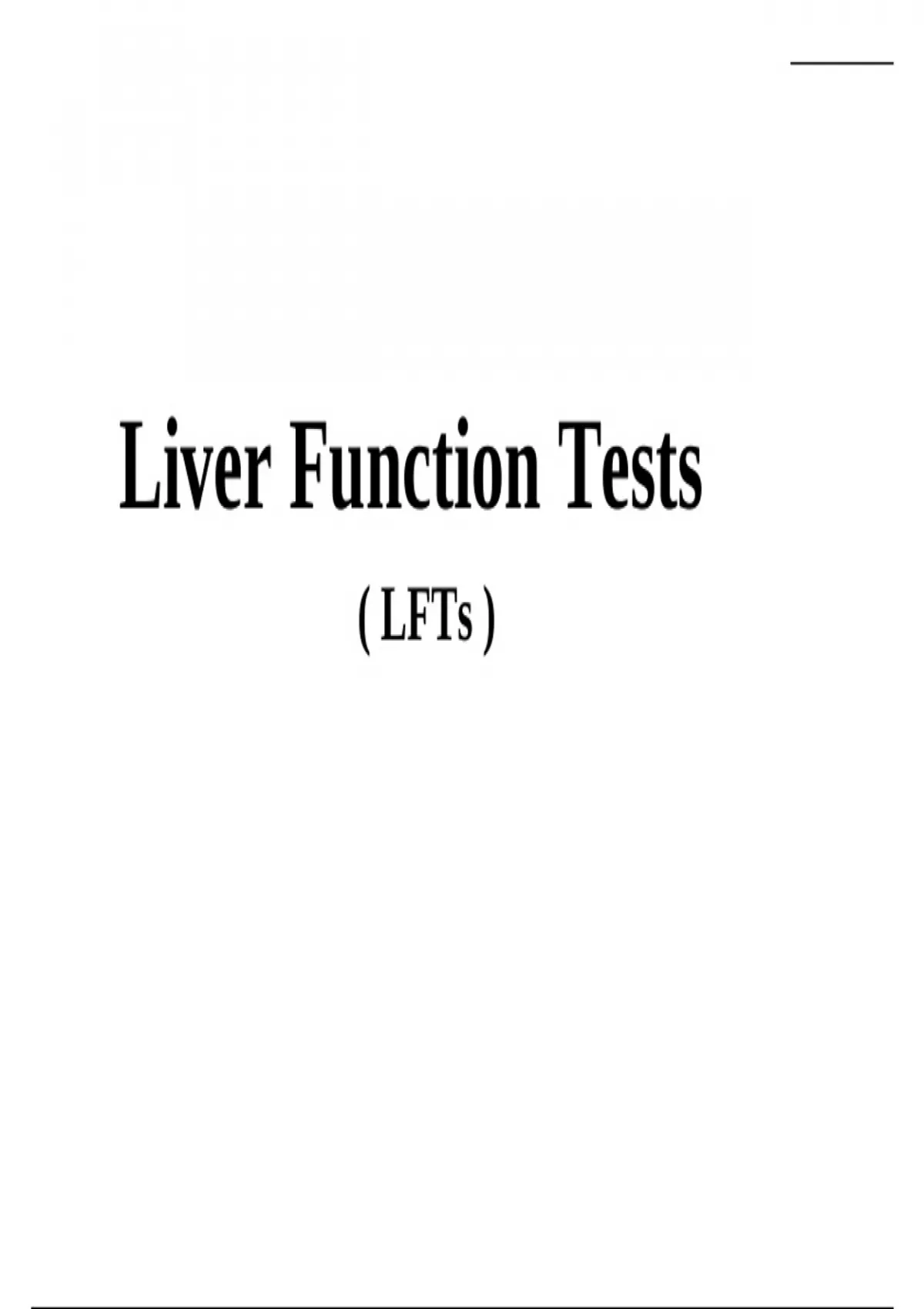 Liver function tests - Liver function tests physiology - Stuvia US