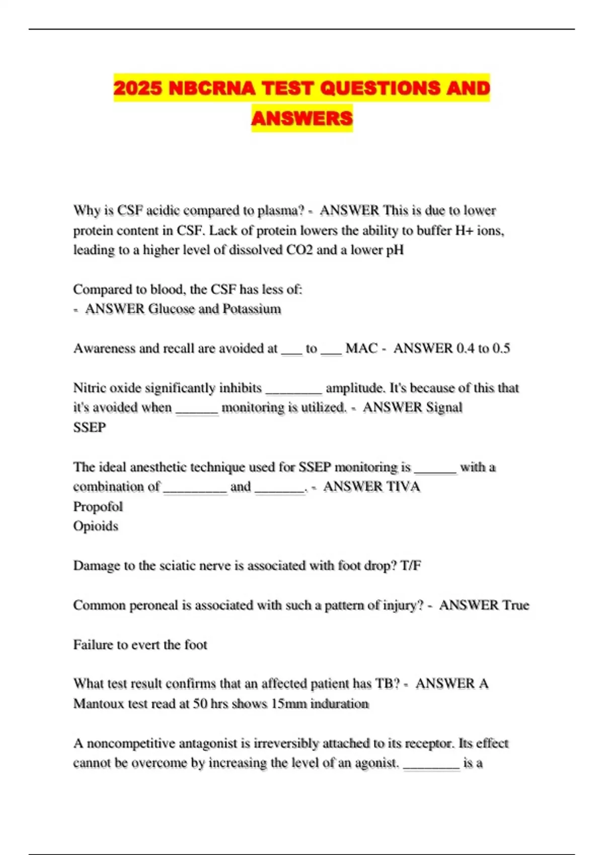 NBCRNA PACKAGED EXAMS WITH REALISTIC, VERIFIED PRACTICE QUESTIONS THAT ...