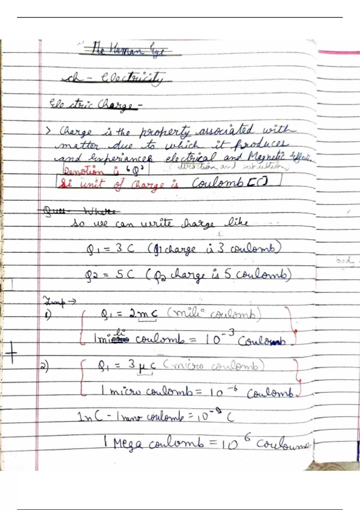 Physics class 10 chapter electricity hand written notes - Physics ...