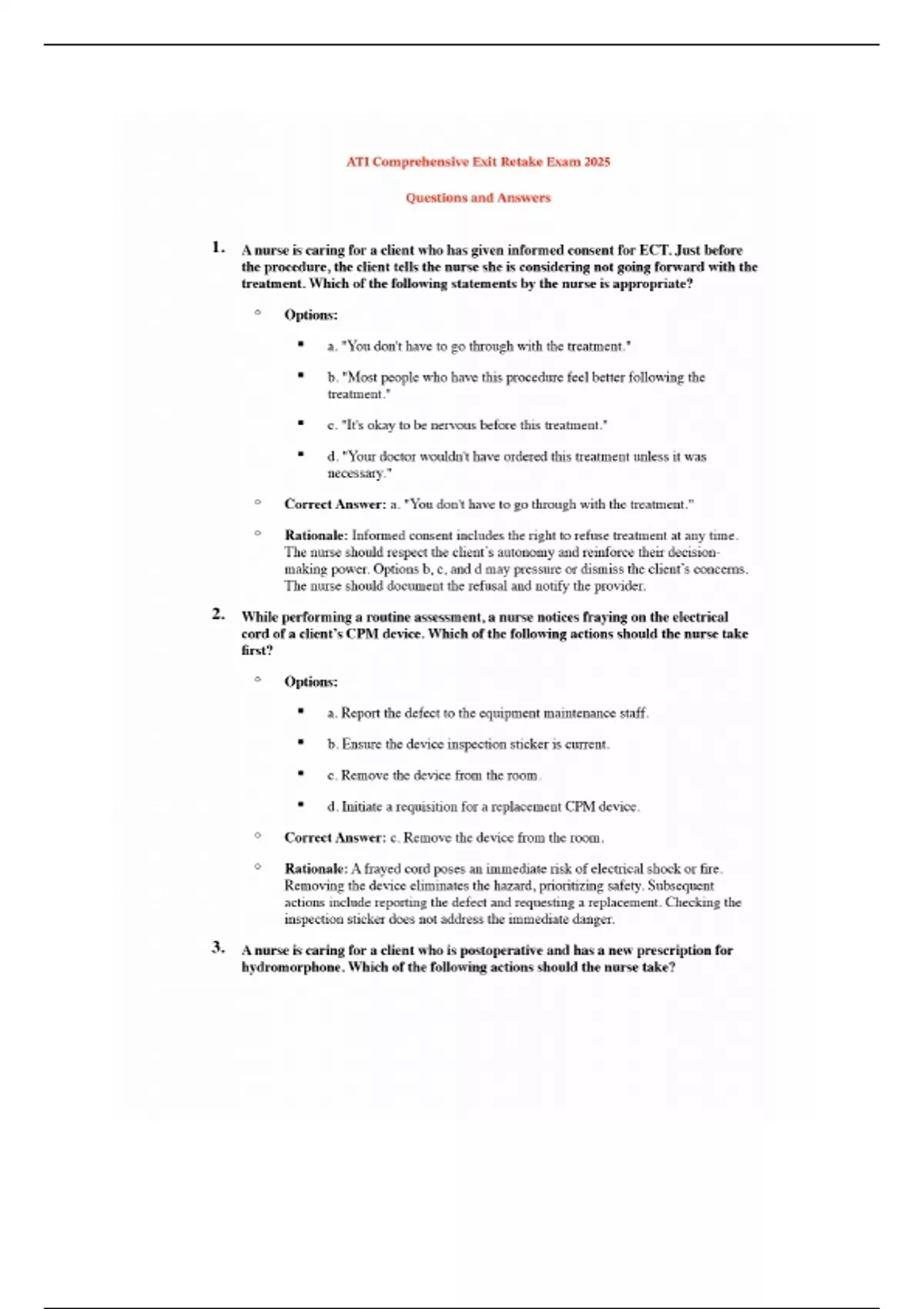 screenshots,,,ATI COMPREHENSIVE EXIT RETAKE EXAM REVISED 2023 with all ...