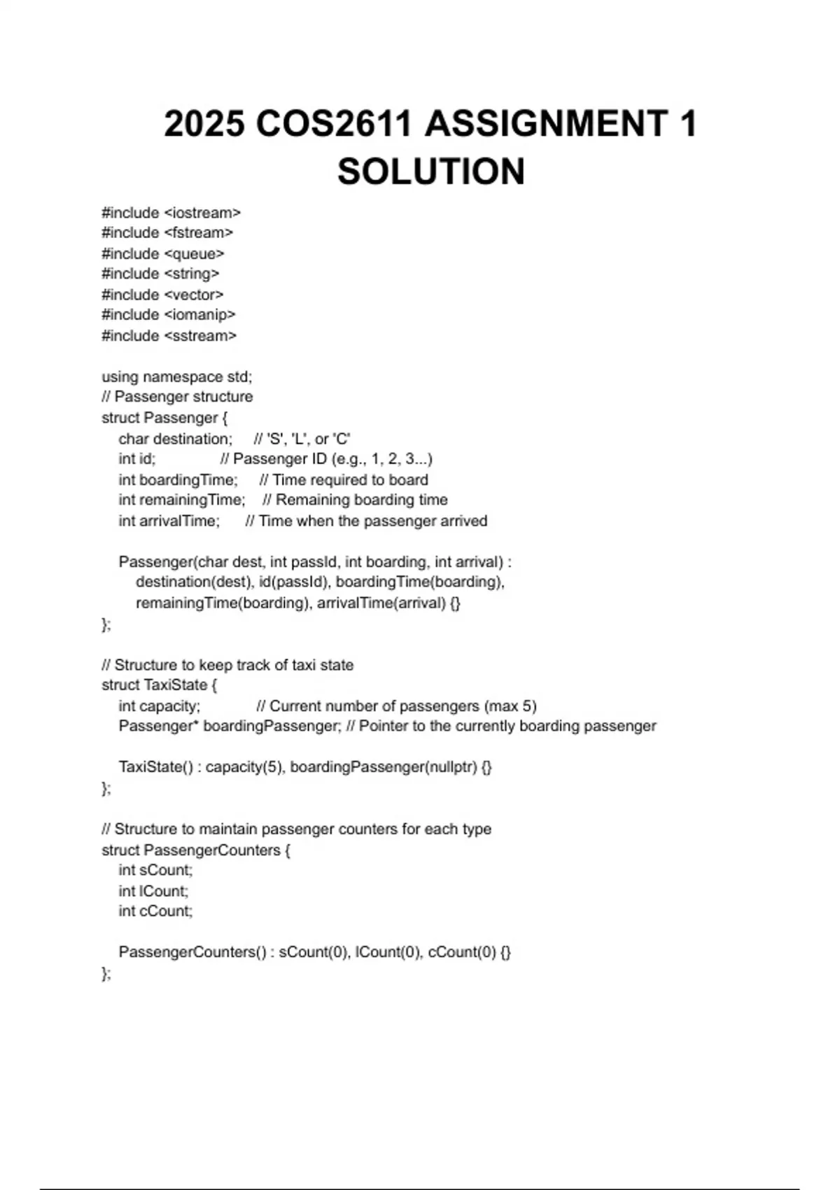 COS assignment 1 - Programming: Data Structures (COS2611) - Stuvia SA