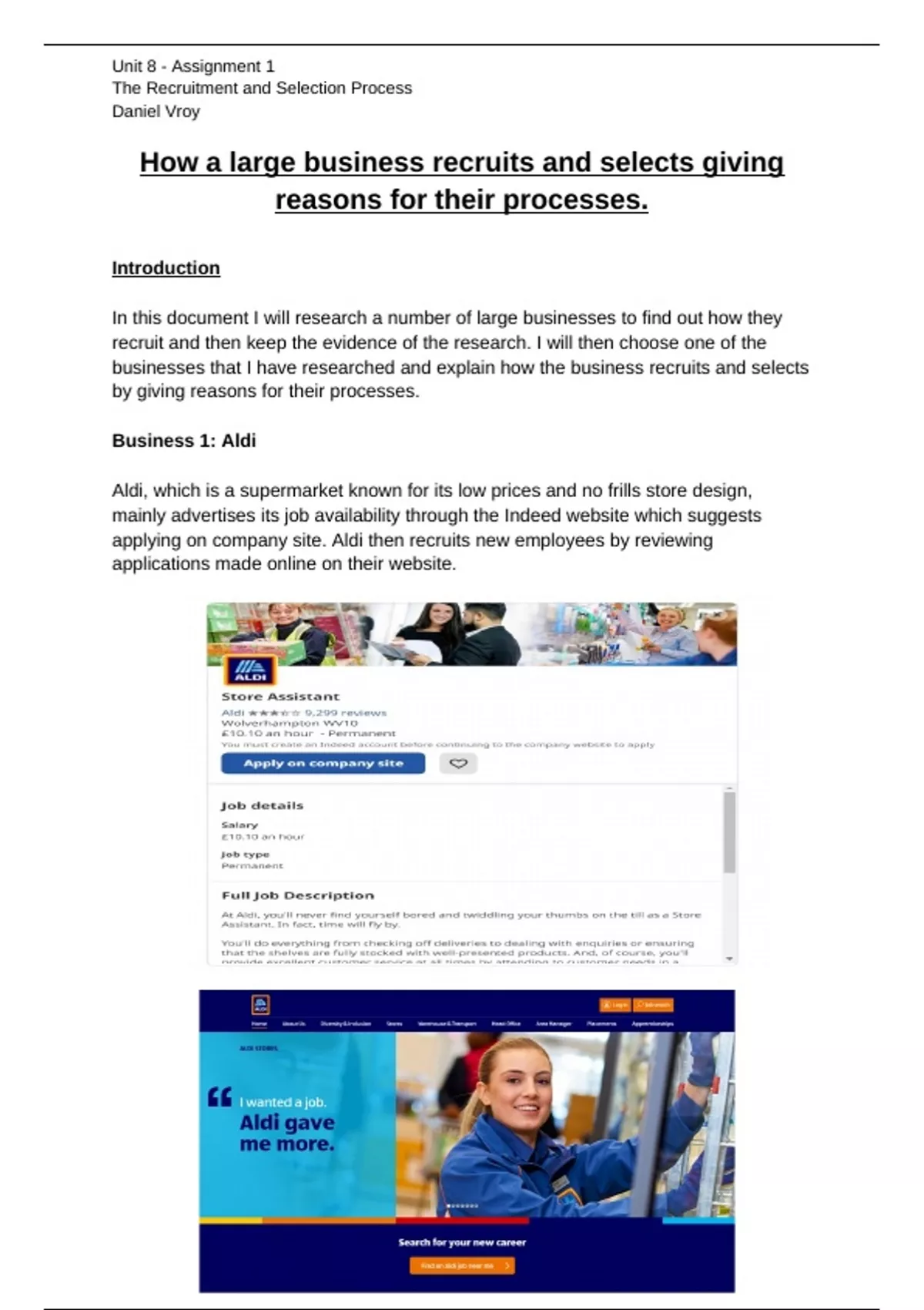 Unit 8 – How a Large Business Recruits and Selects Employees (P1) | Asda Case Study | BTEC Level ...