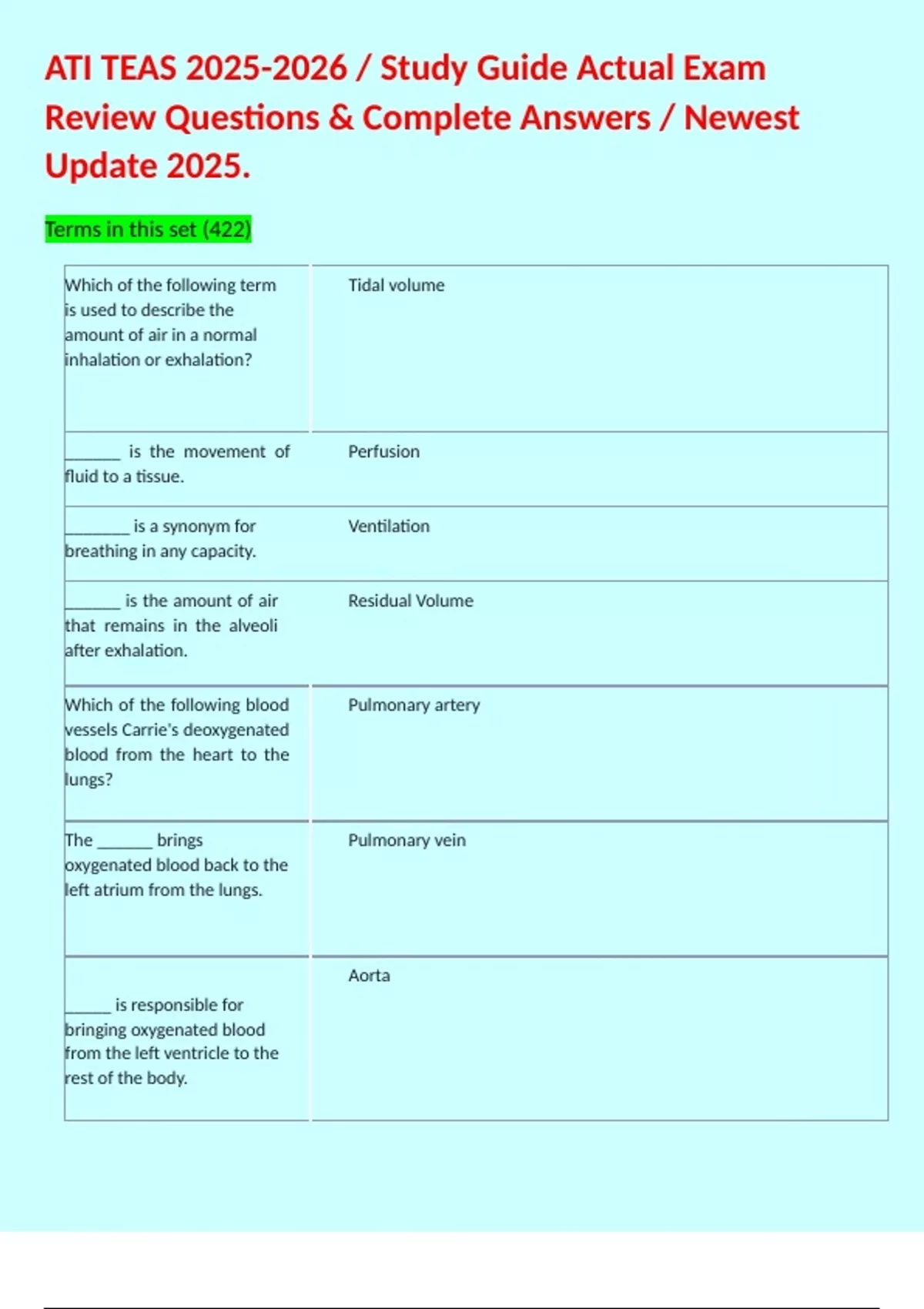 ATI TEAS / Study Guide Actual Exam Review Questions & Complete Answers ...