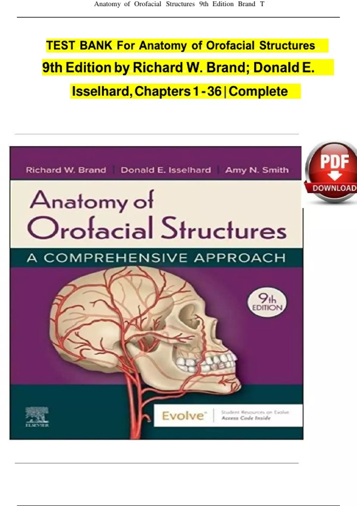 TEST BANK For Anatomy of Orofacial Structures, 9th Edition 2024 by ...