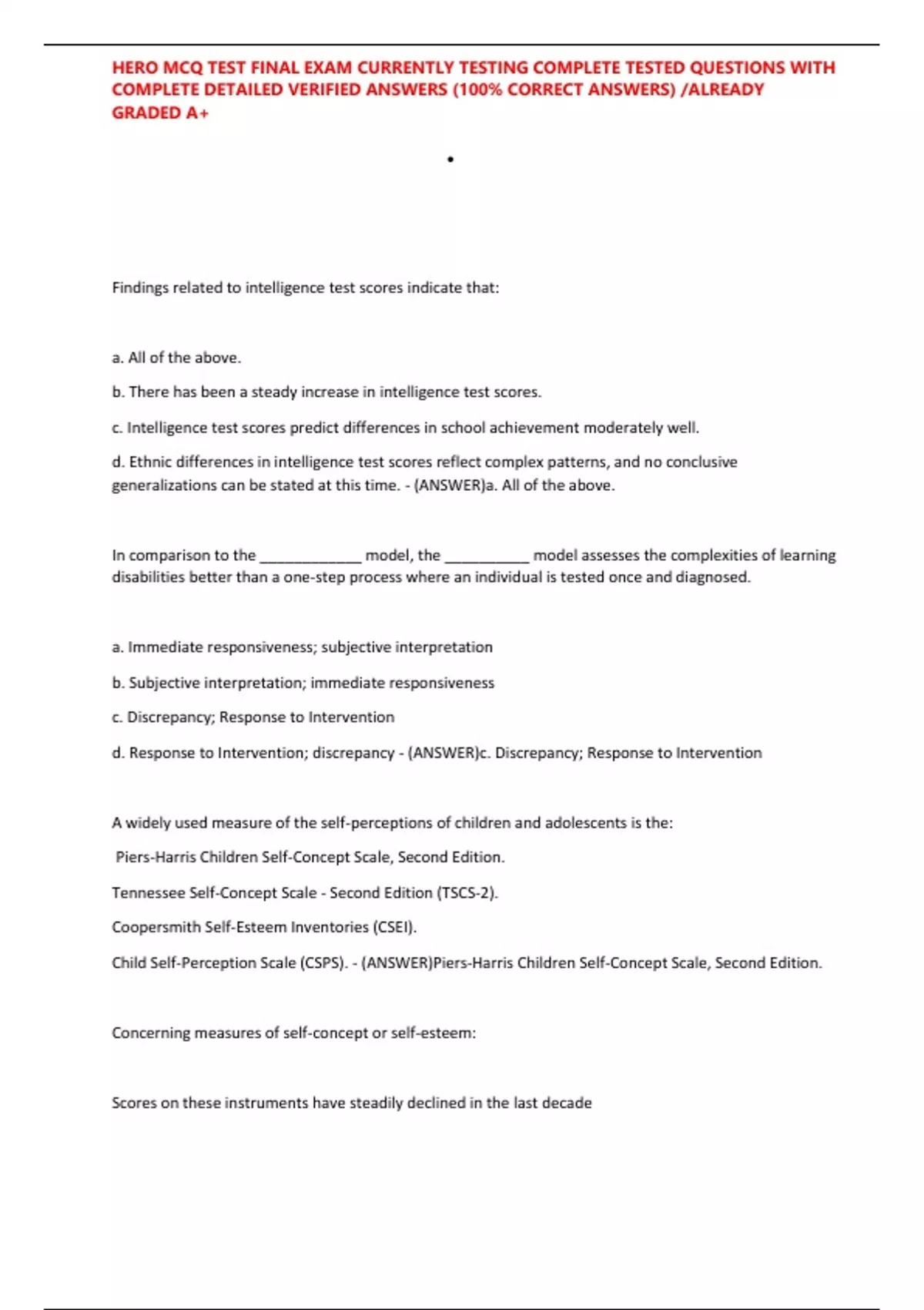 NURS207 /NURS 207 FINAL EXAM CURRENTLY TESTING COMPLETE ACCURATE EXAM ...