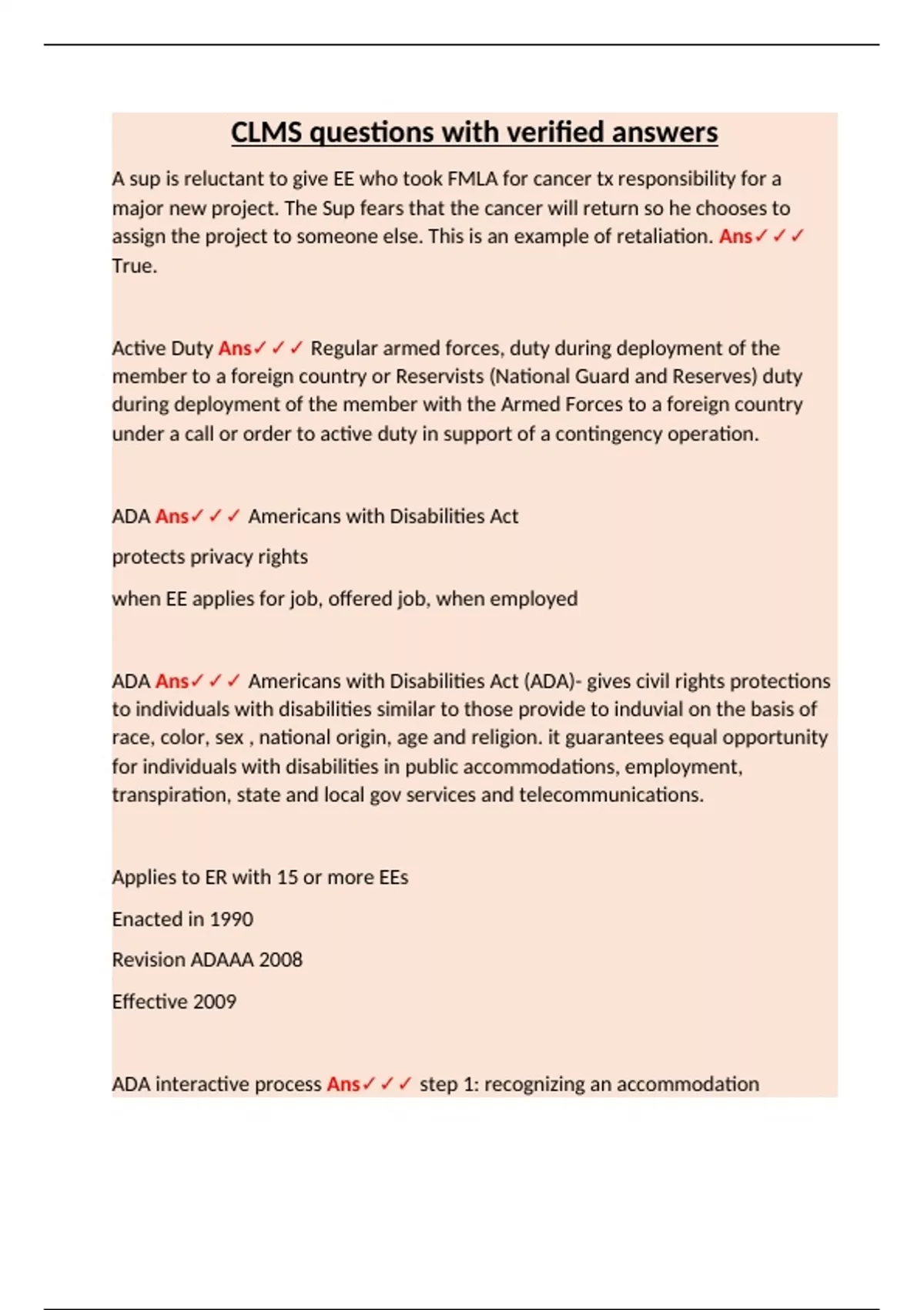 Cambridge LMS – Complete Question Bank with Verified Answers - CLMS ...